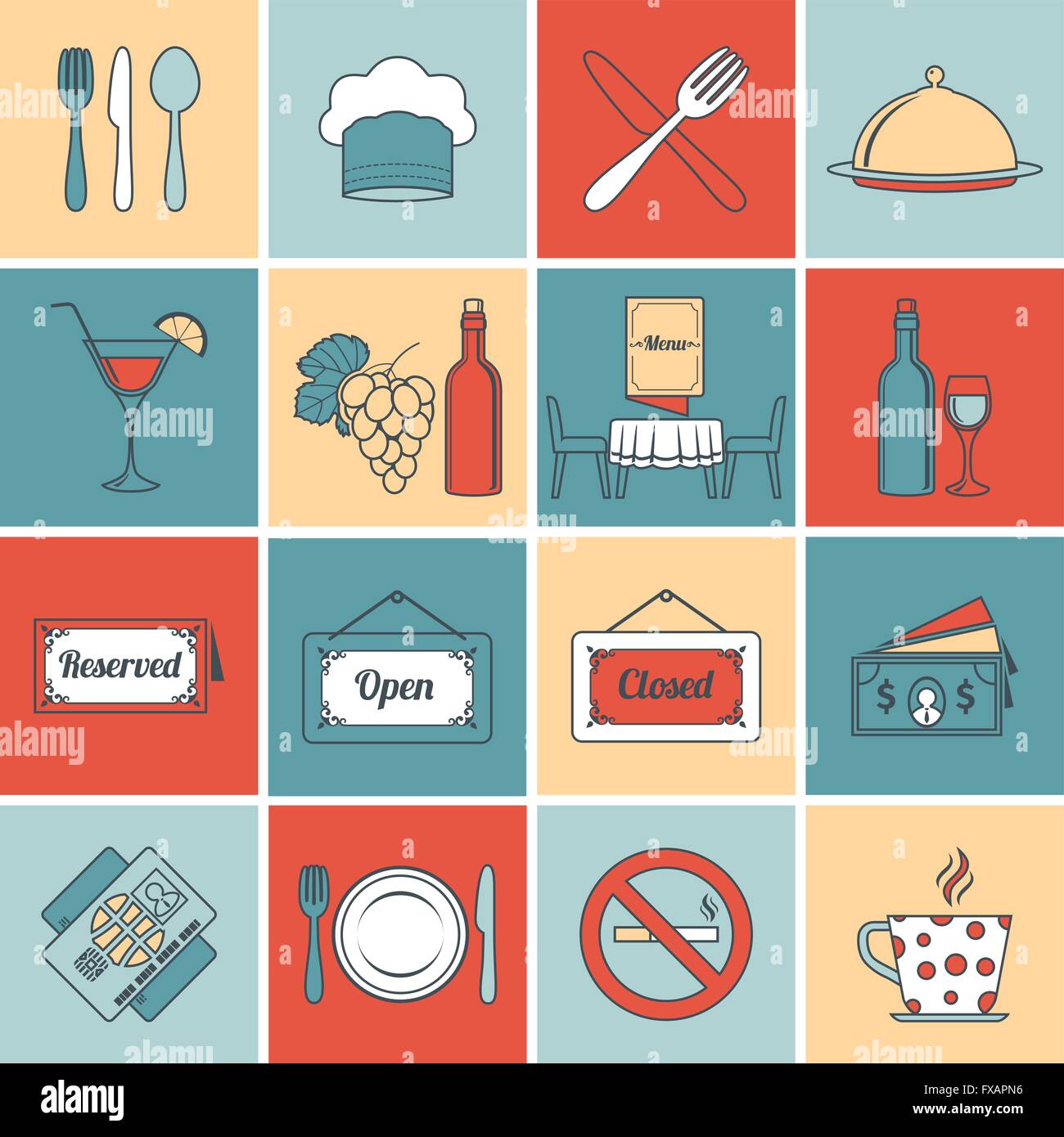 Restaurant icons set flat line Stock Vector Image & Art - Alamy