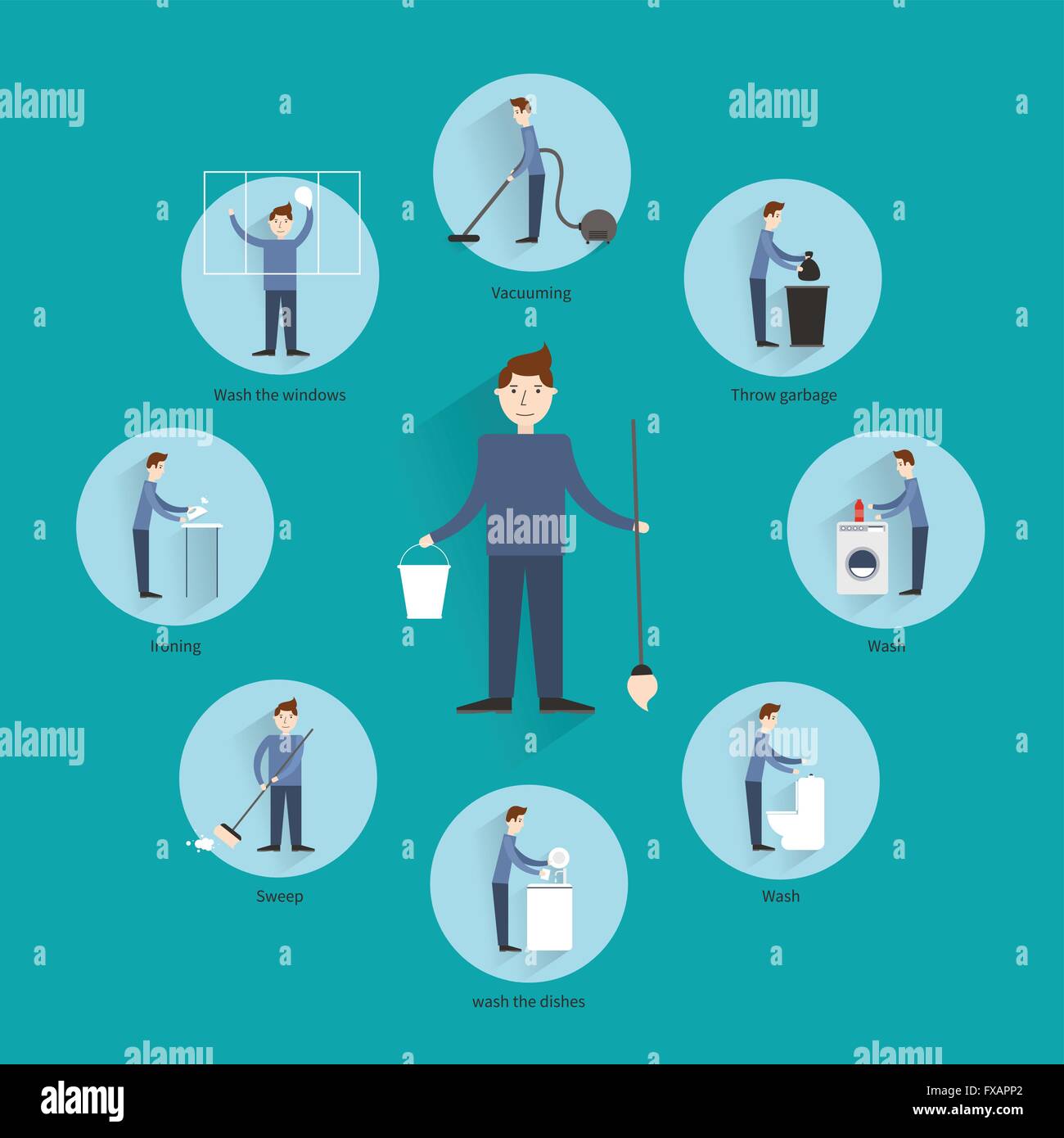 Cleaning toilet chores Stock Vector Images - Alamy