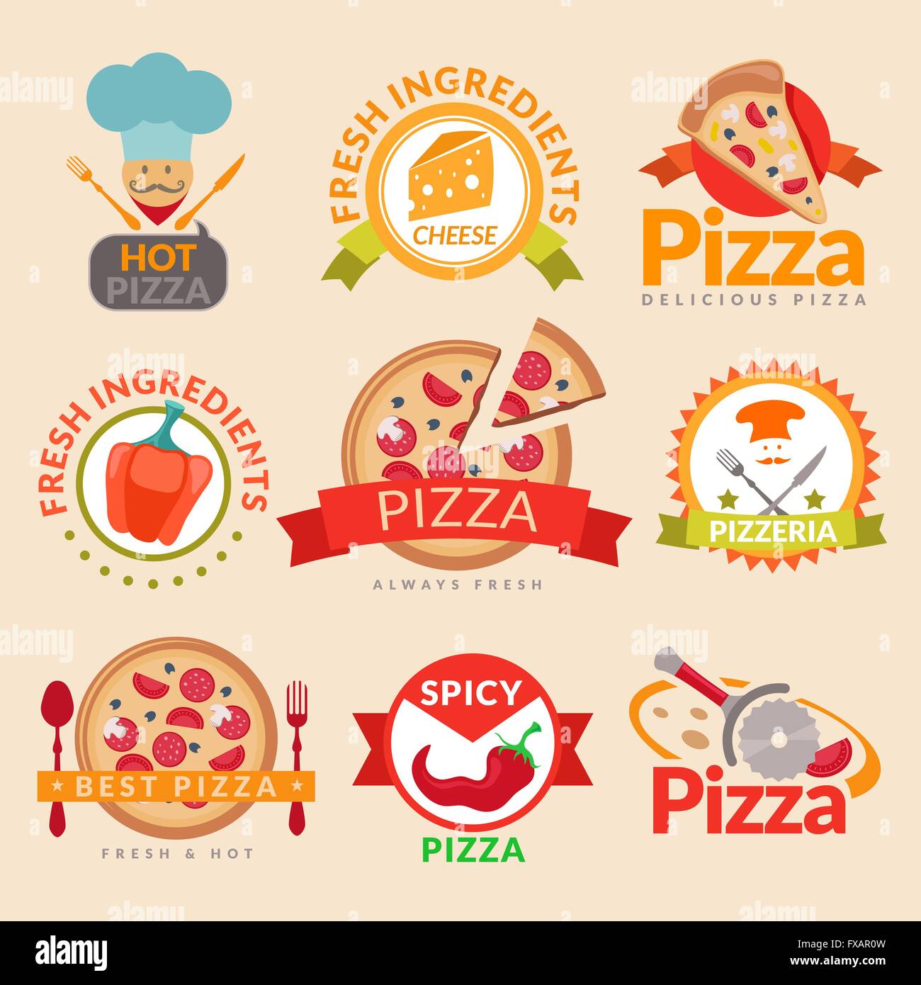 Pizzeria labels set Stock Vector Image & Art - Alamy