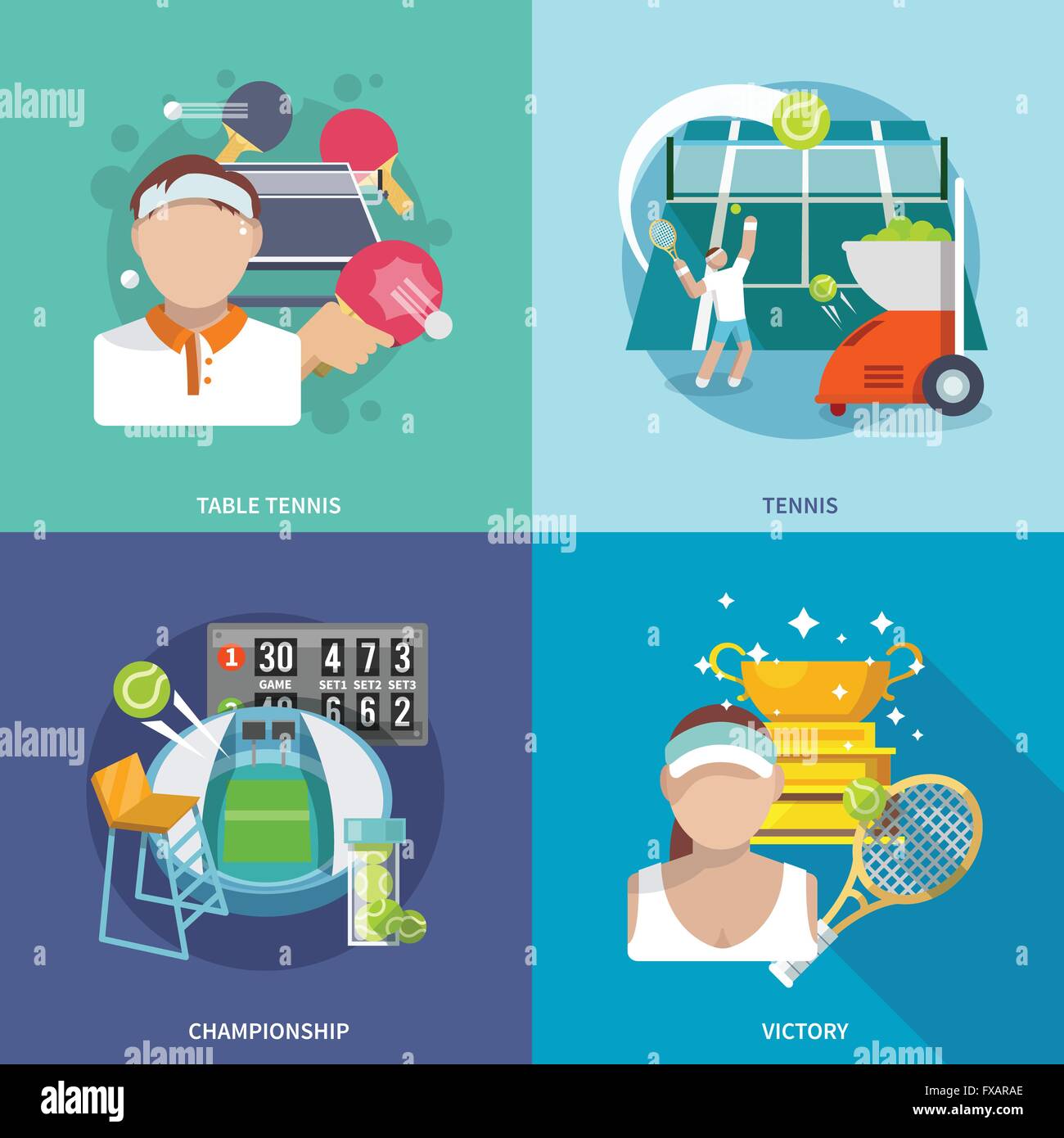 Tennis flat set Stock Vector Image & Art - Alamy