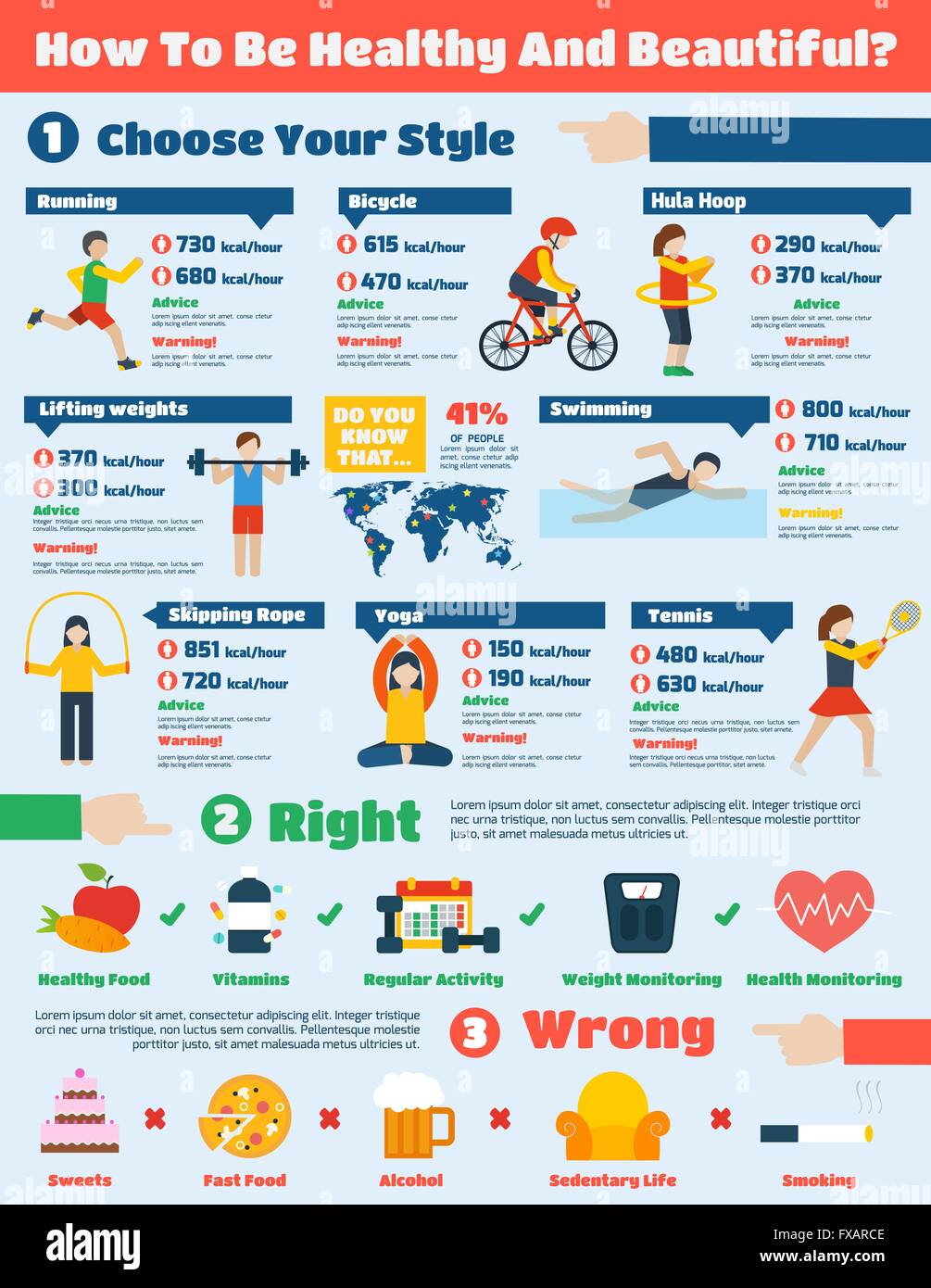 Fitness Infographics Set Stock Vector Image & Art - Alamy