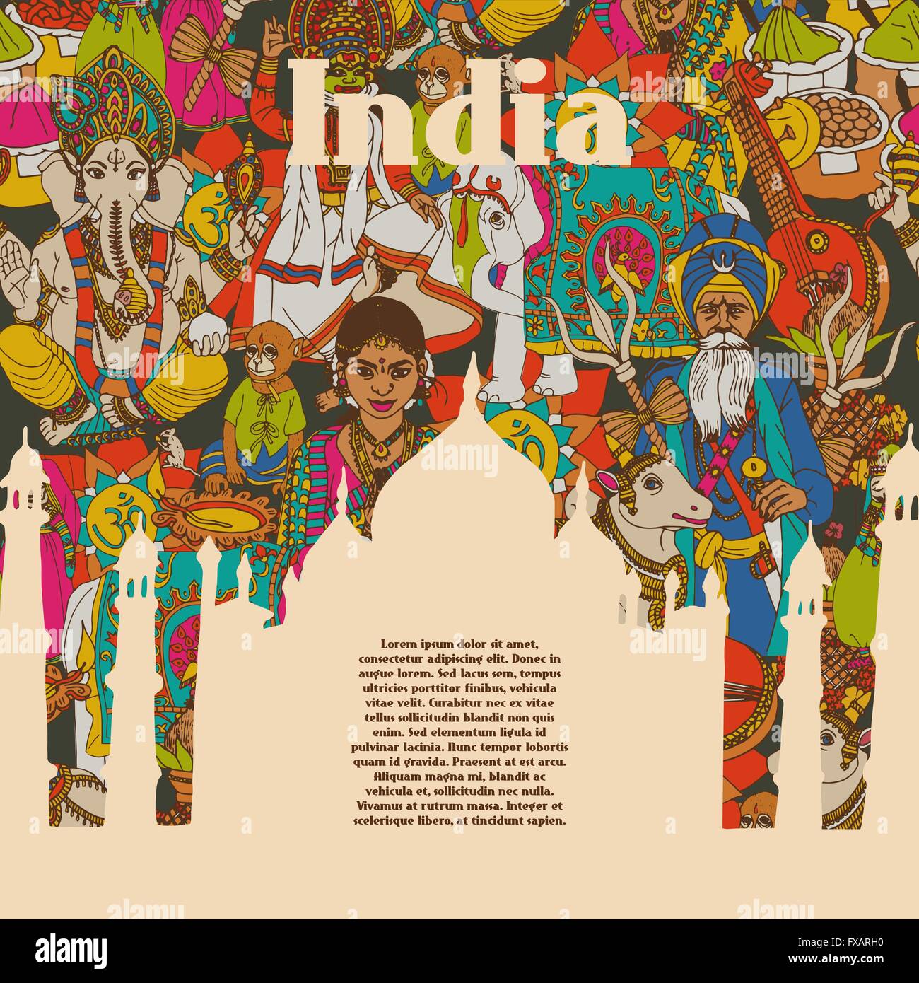 India cultural symbols patterns poster Stock Vector Image & Art - Alamy