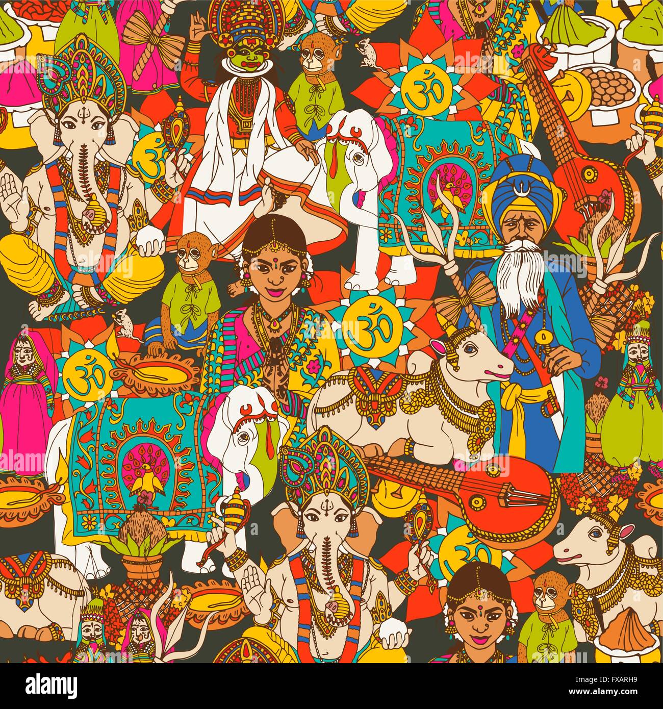 India seamless pattern Stock Vector Image & Art - Alamy