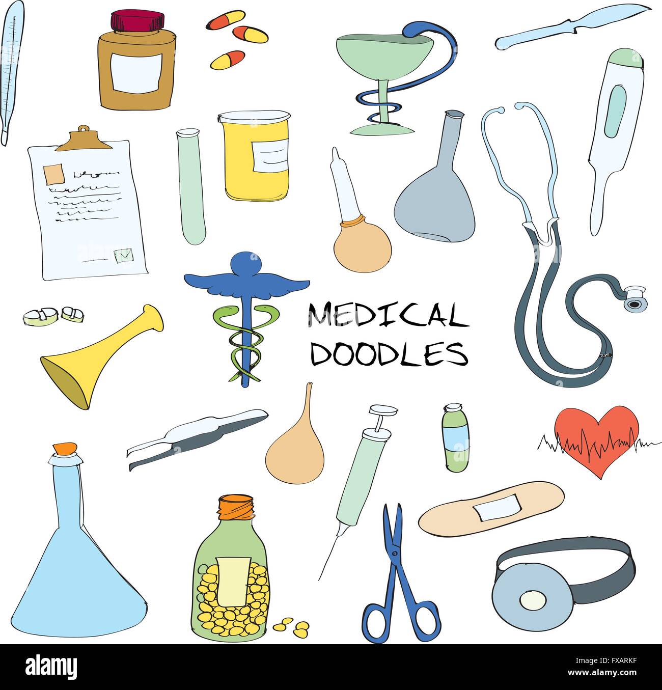 Medical symbols emblems doodle set Stock Vector Image & Art - Alamy