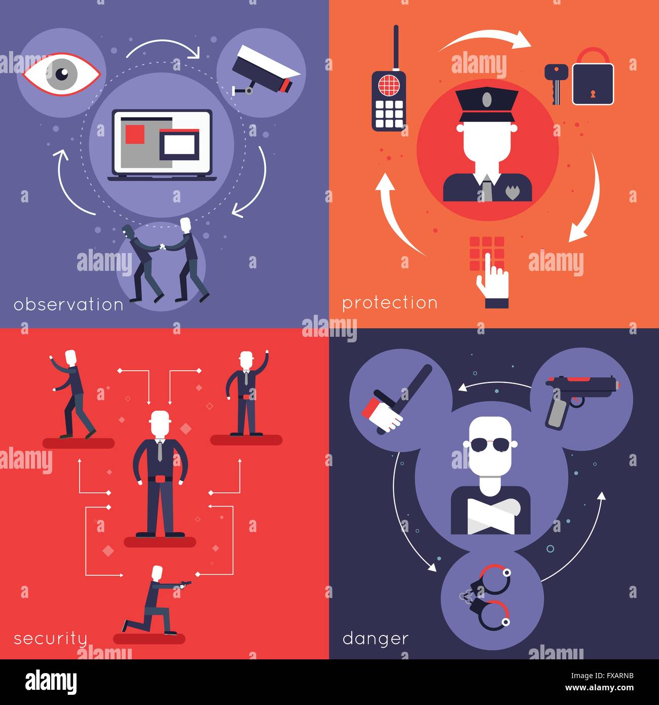 Security guard flat set Stock Vector Image & Art - Alamy