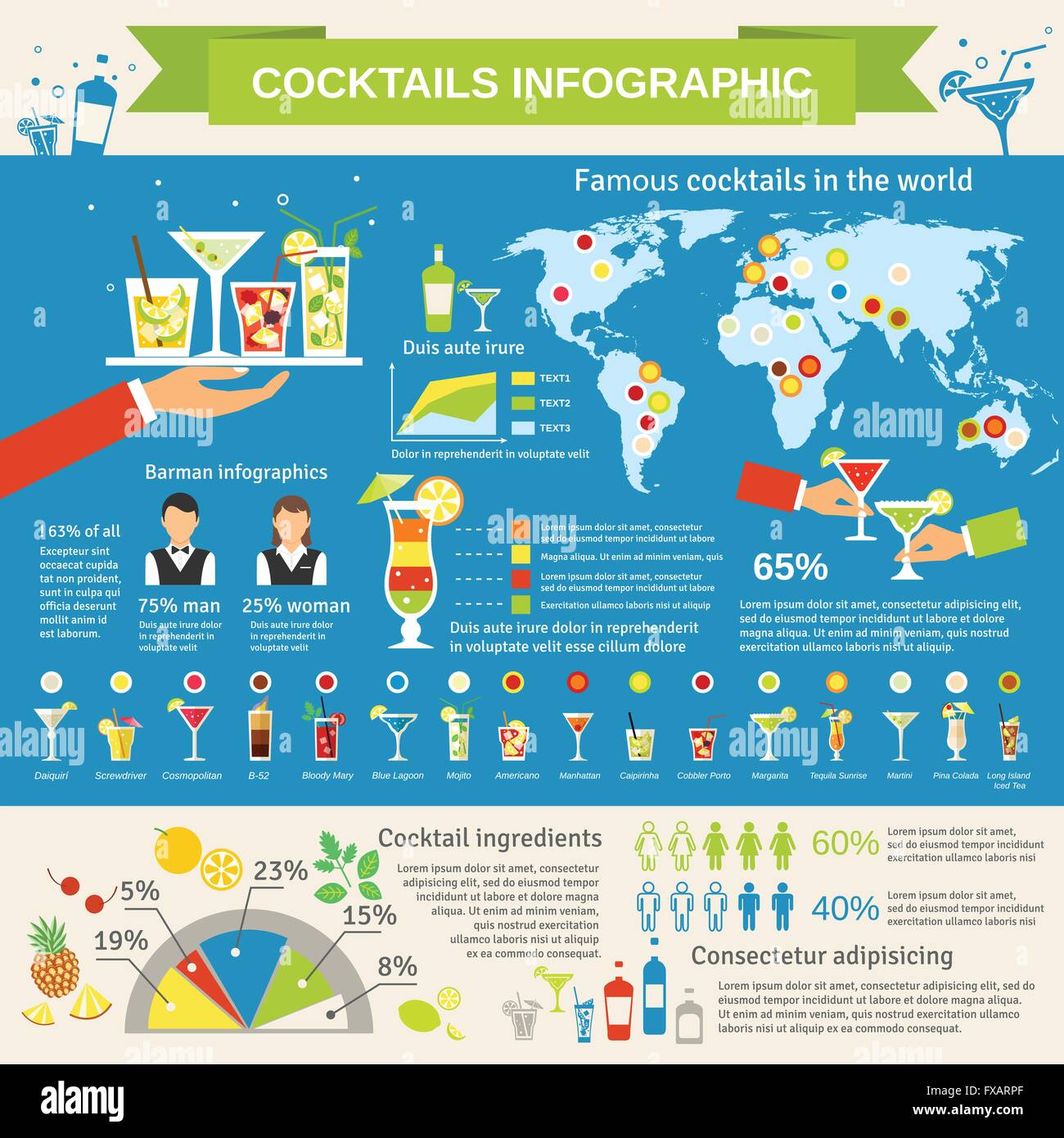 Cocktails Consumption Infographic Presentation Stock Vector Image And Art Alamy