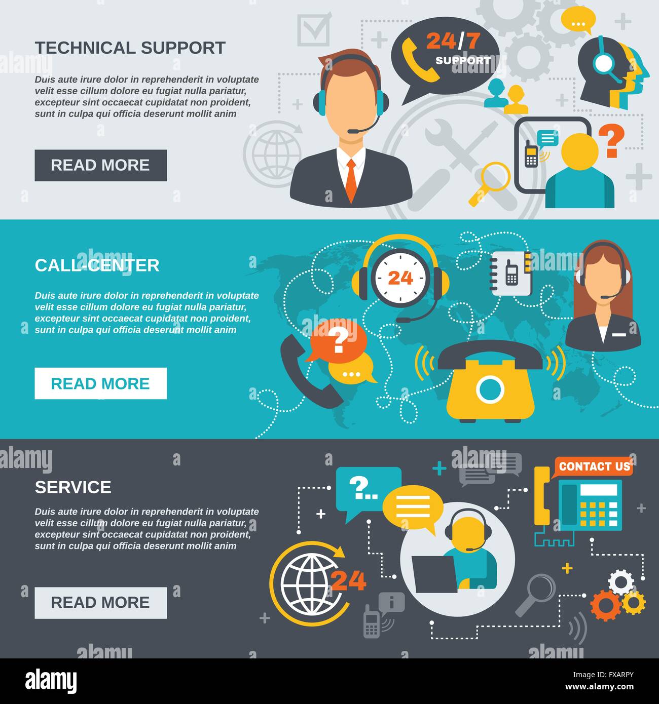 Support Call Center Banner Stock Vector Image & Art - Alamy