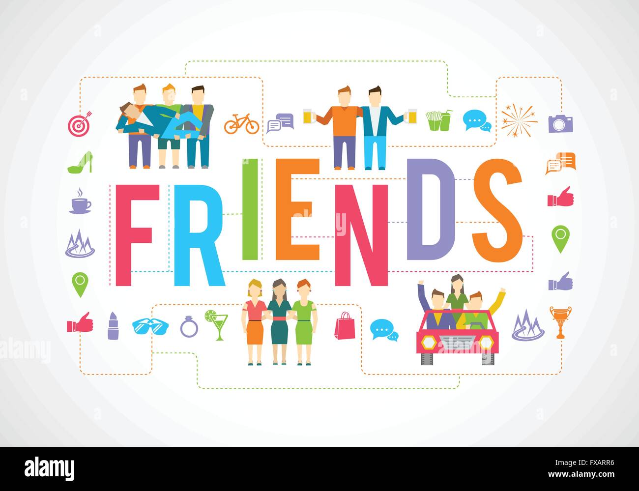 Friends Icons Flat Stock Vector Image & Art - Alamy