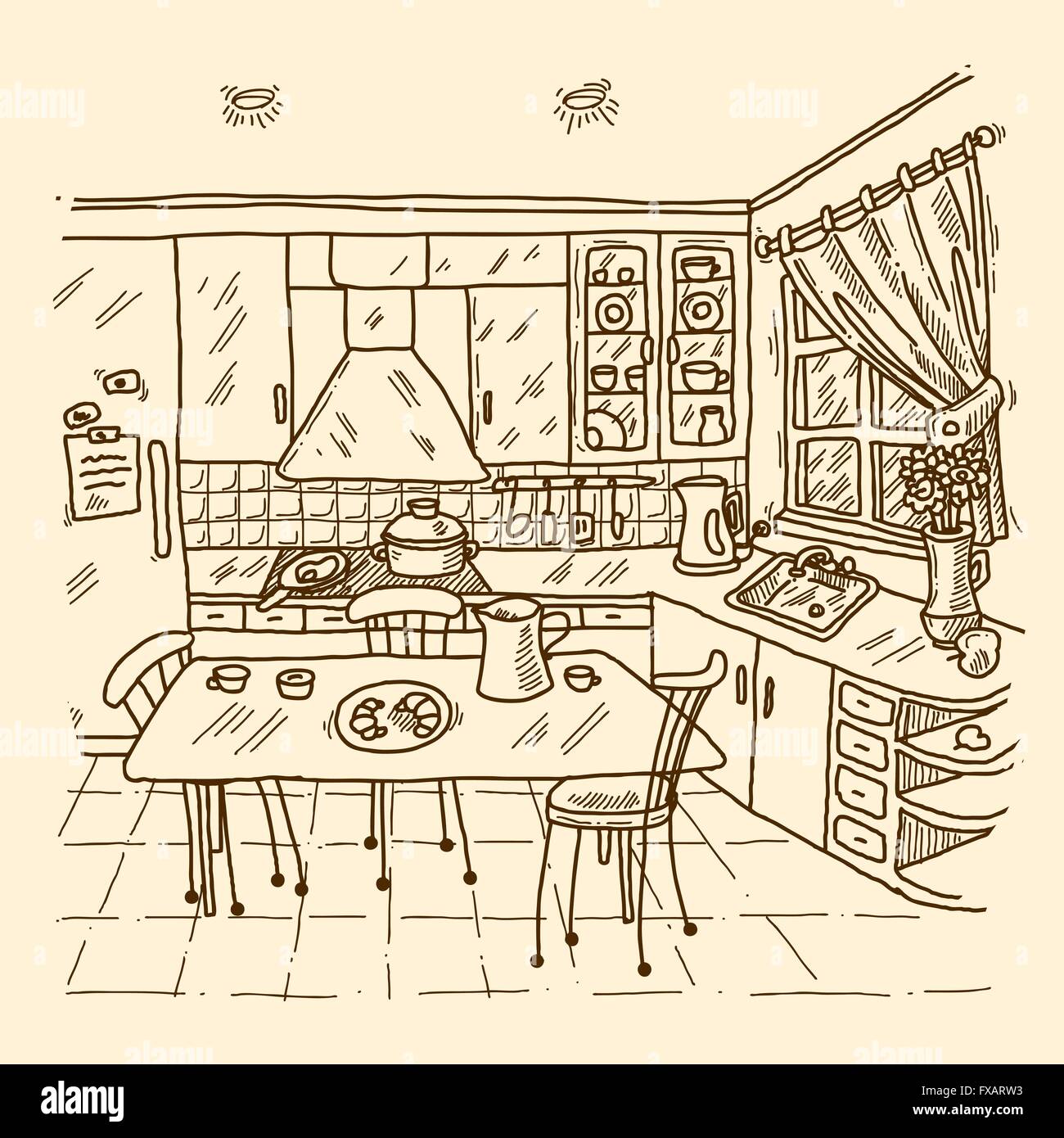 Dining room kitchen home Stock Vector Images - Alamy