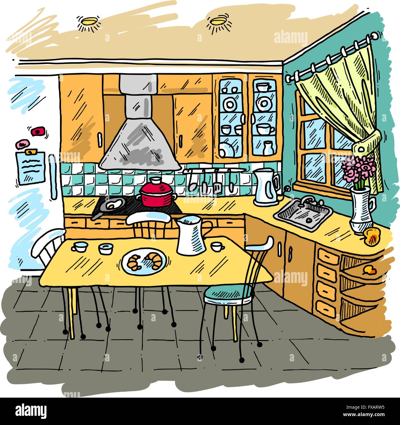 Kitchen refrigerator furniture in apartment Stock Vector Images - Alamy