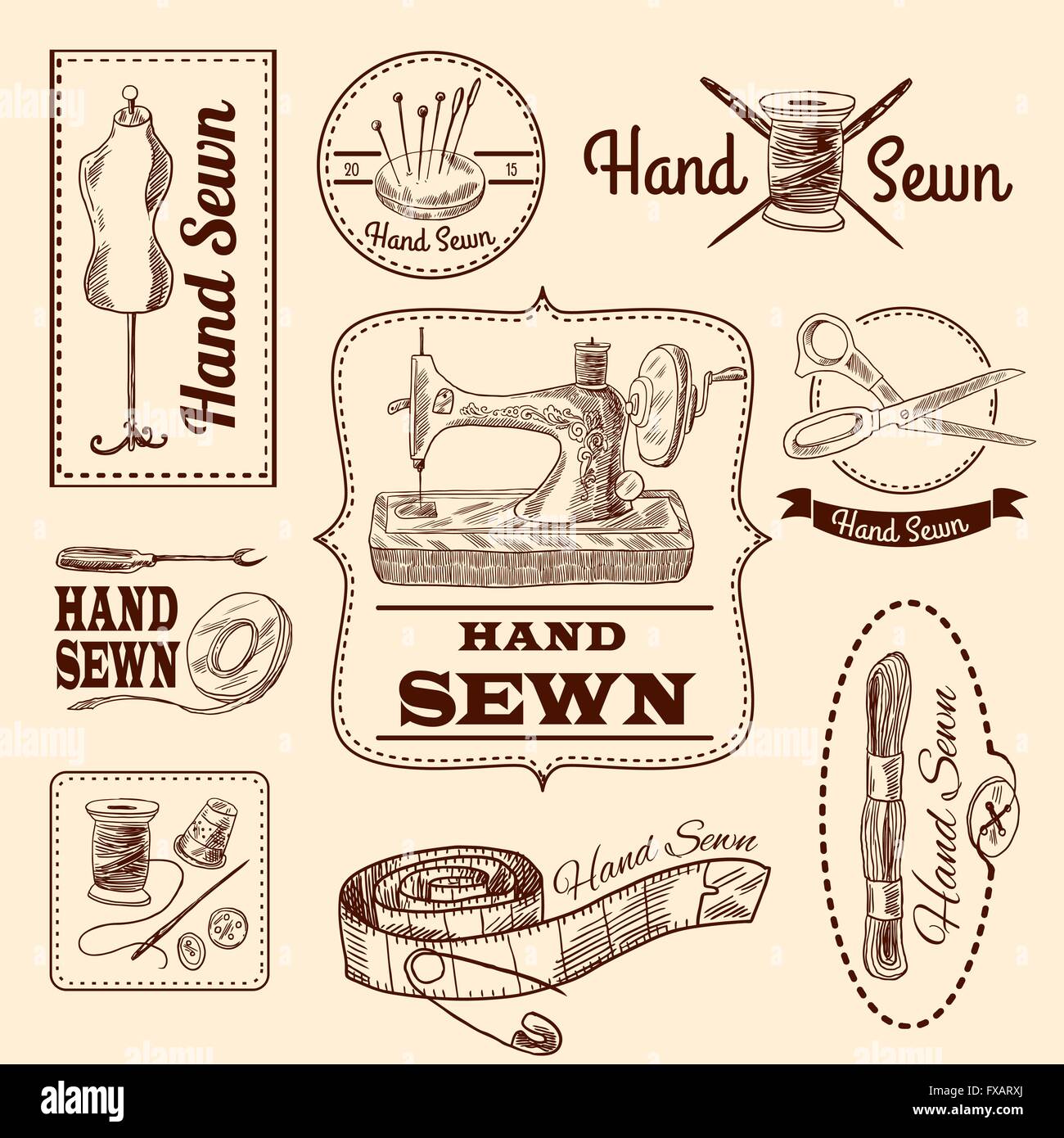 Sewing Emblems Set Stock Vector Image & Art - Alamy