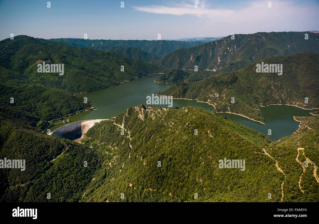 Aerial view, Panta de Sau, Sau reservoir, rivers Ter, Riu Ter, Vilanova ...