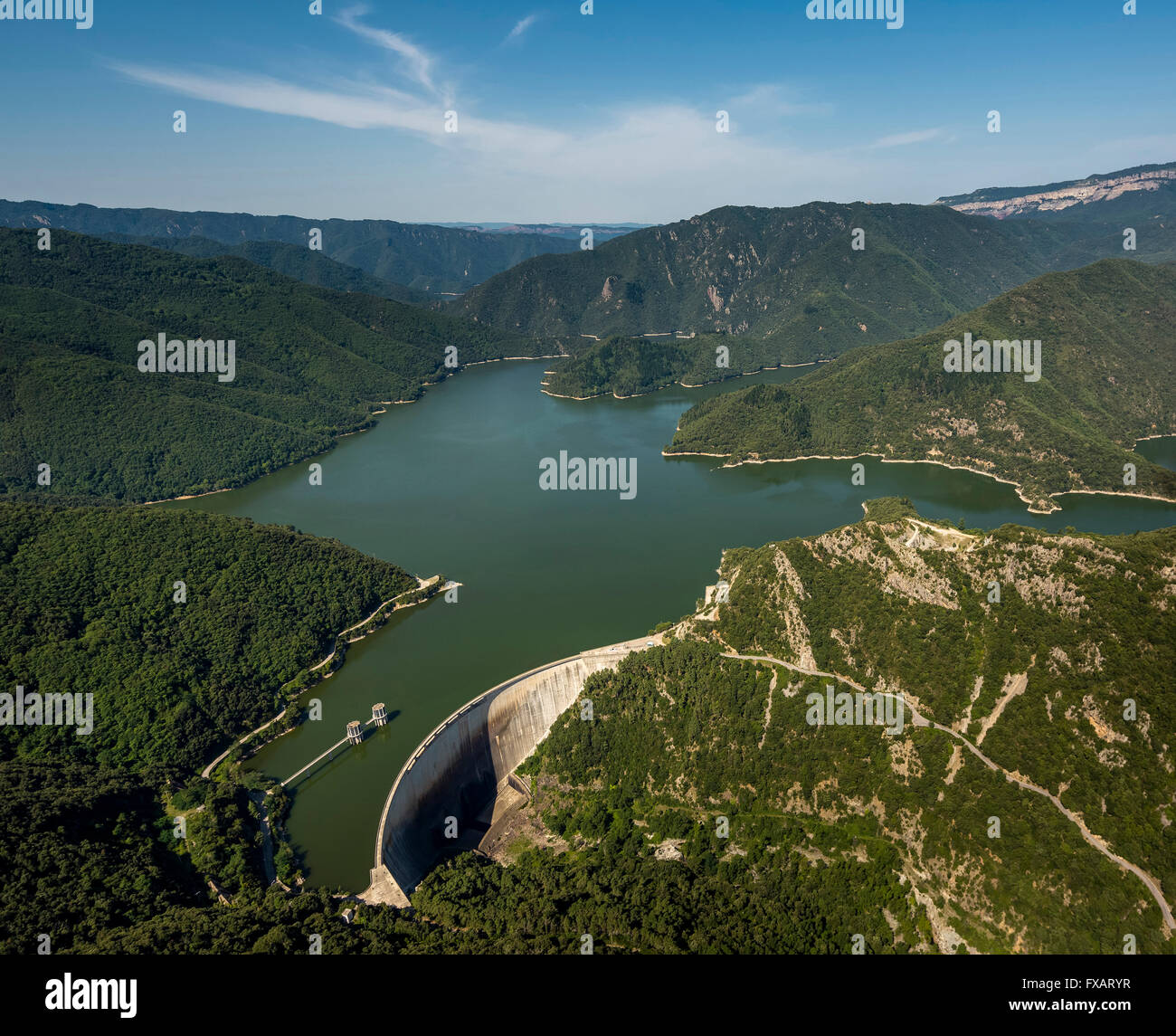 Aerial view, Panta de Sau, Sau reservoir, rivers Ter, Riu Ter, Vilanova ...