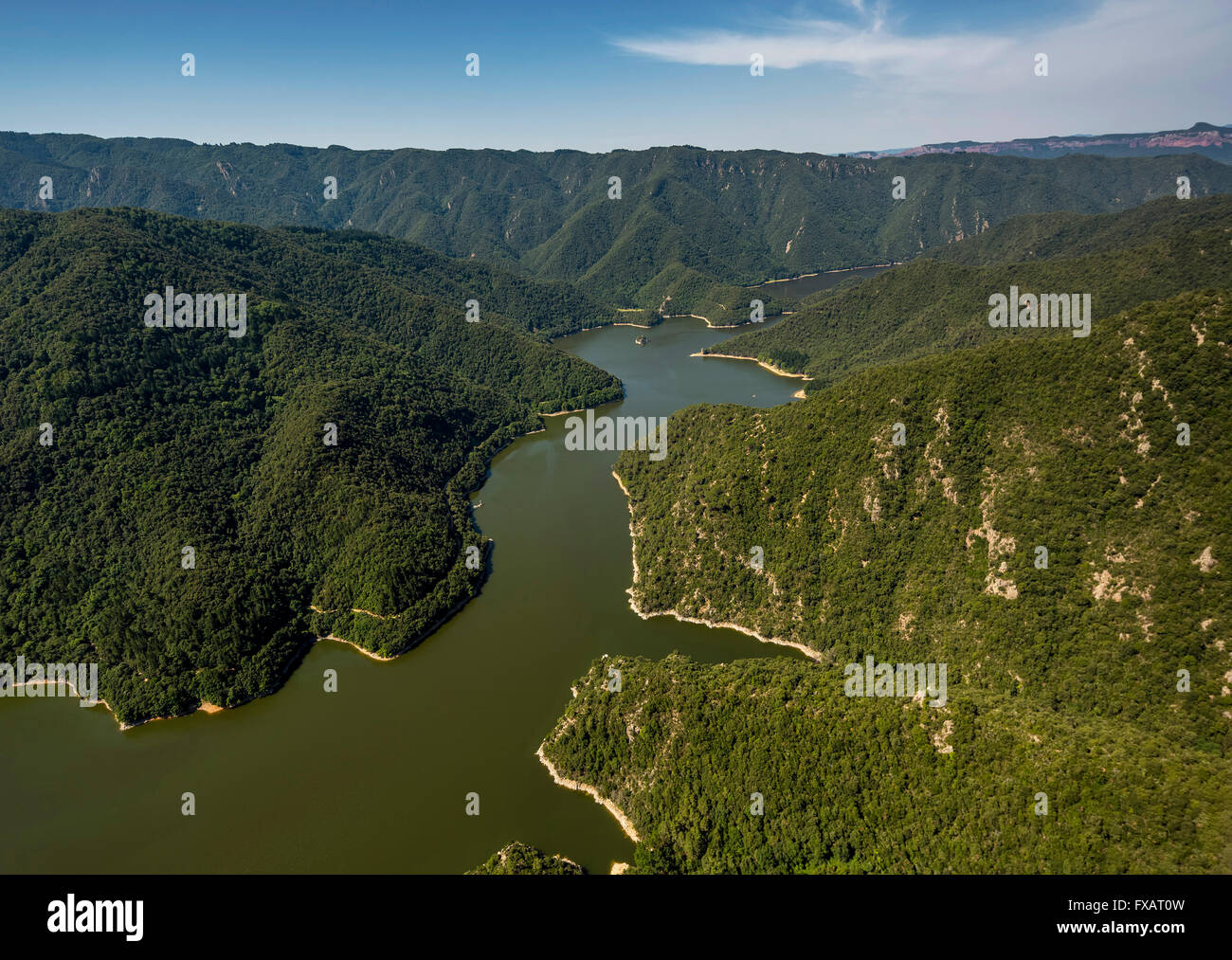 Aerial view, Panta de Sau, Sau reservoir, rivers Ter, Riu Ter, Vilanova ...