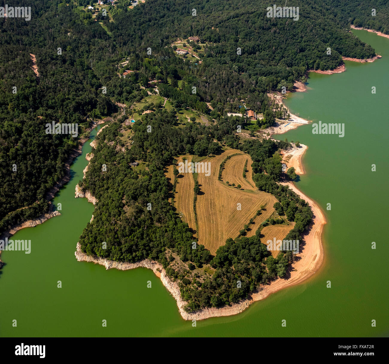 Aerial view, Panta de Sau, Sau reservoir, rivers Ter, Riu Ter, Vilanova ...