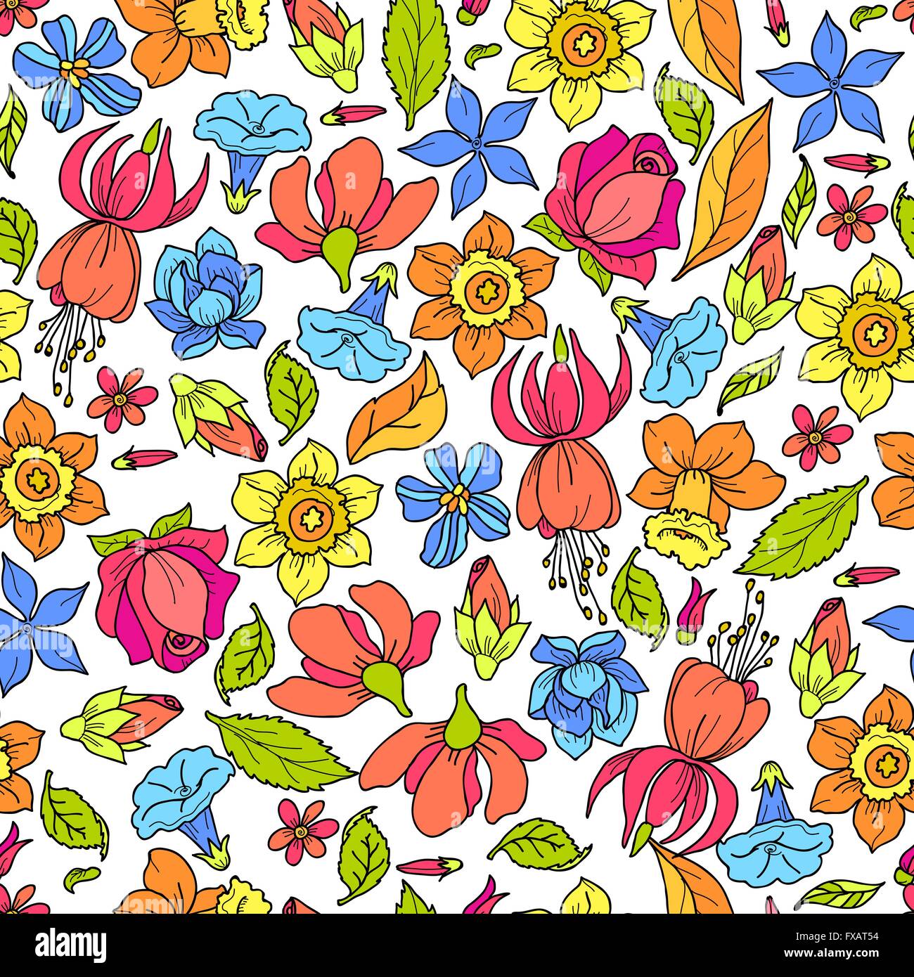 Flowers Pattern Colored Stock Vector Image & Art - Alamy