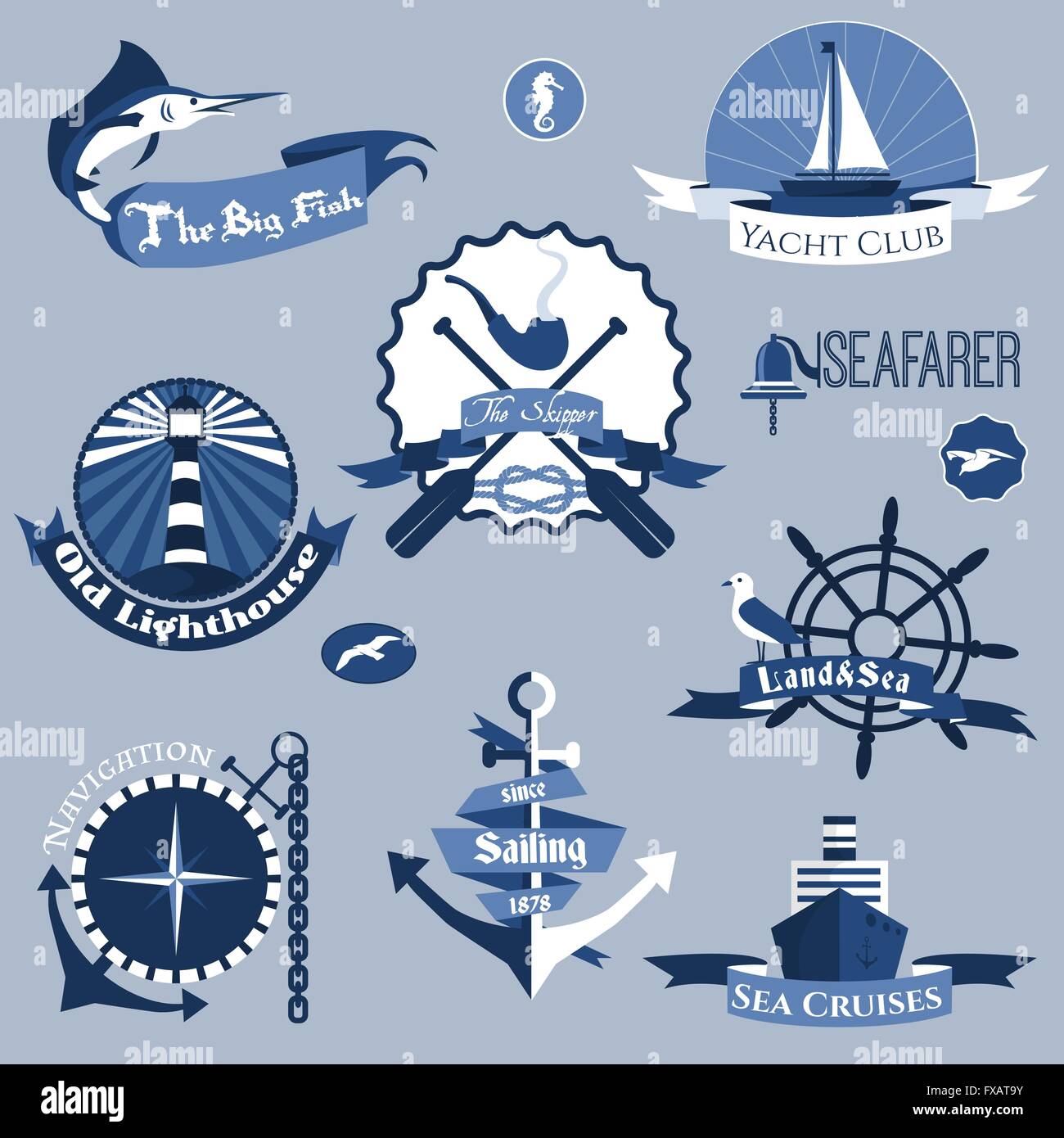Sea Labels Set Stock Vector Image & Art - Alamy