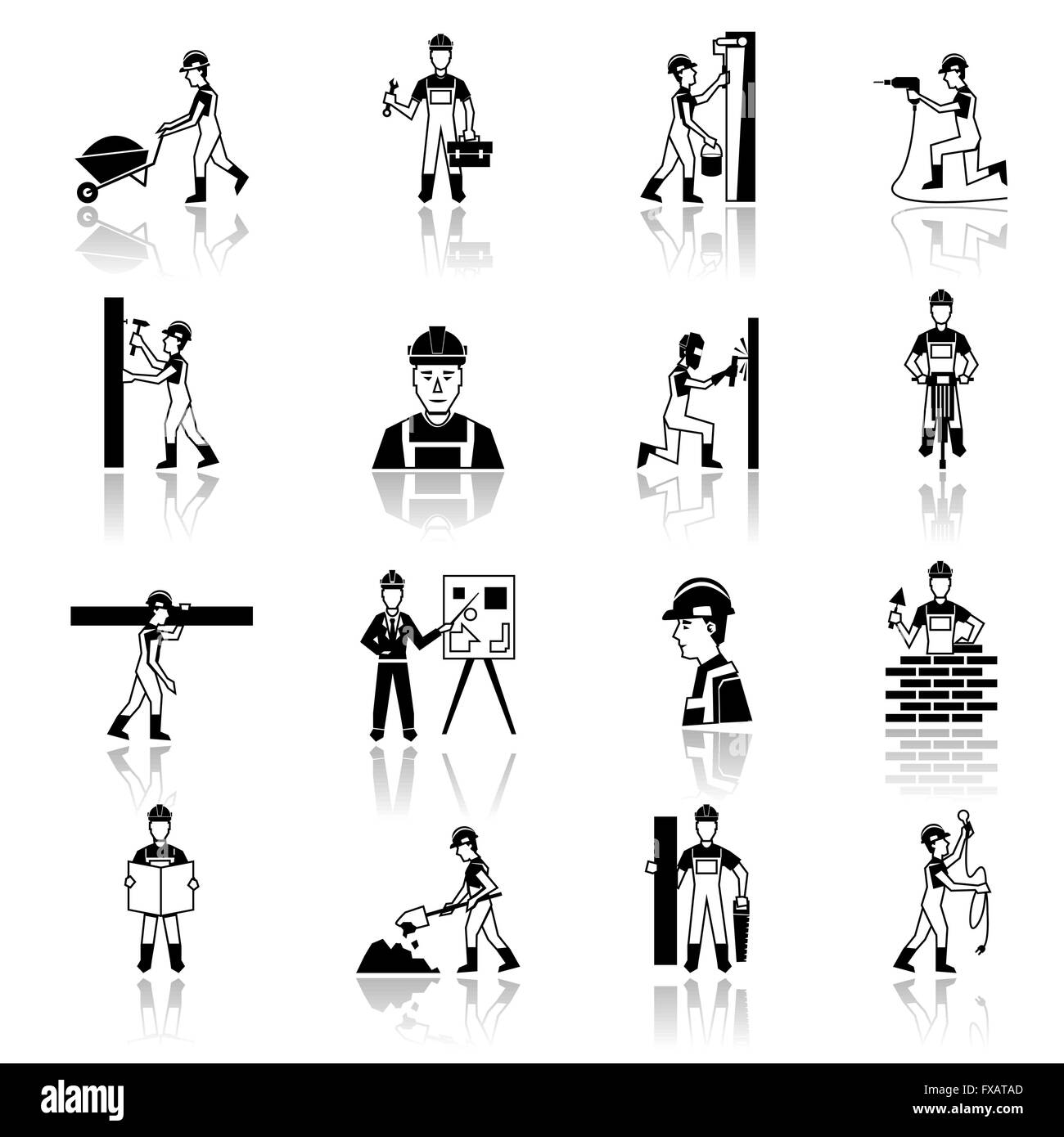 Construction worker icons black Stock Vector Image & Art - Alamy