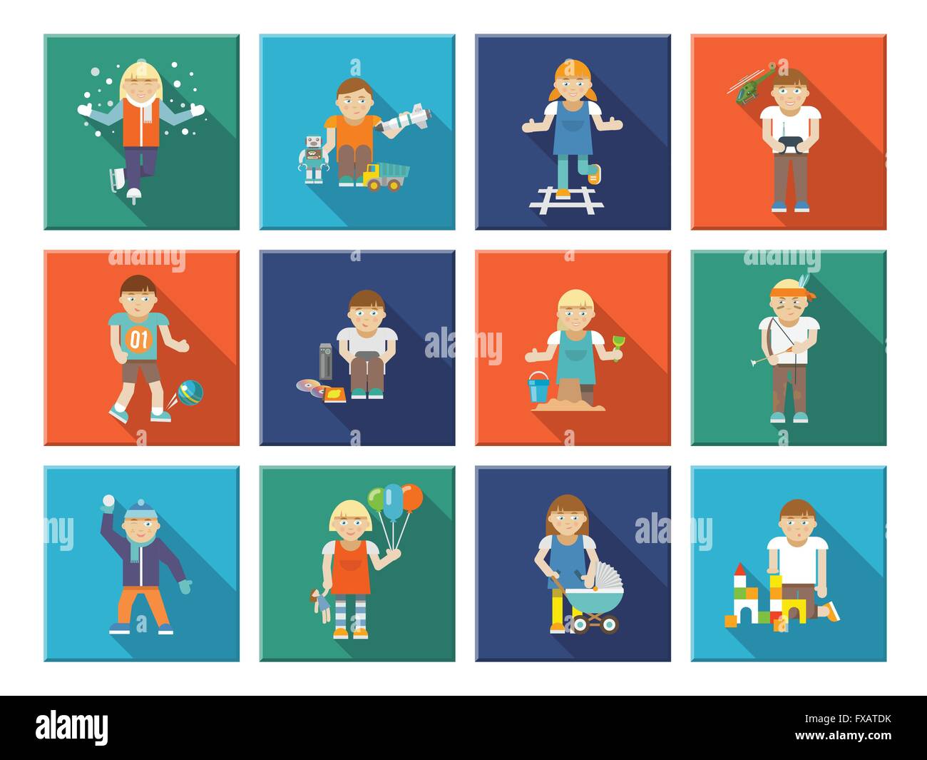 Kids Playing Icons Stock Vector Image & Art - Alamy
