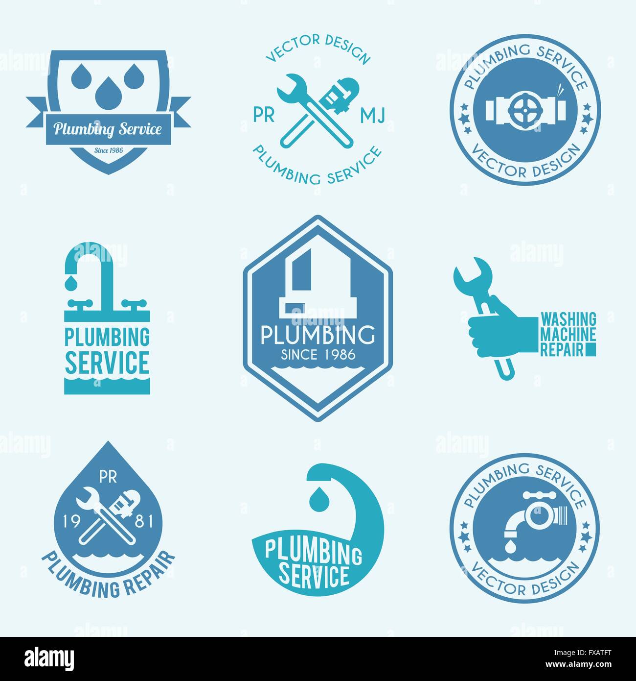 Plumbing labels icons set Stock Vector Image & Art - Alamy