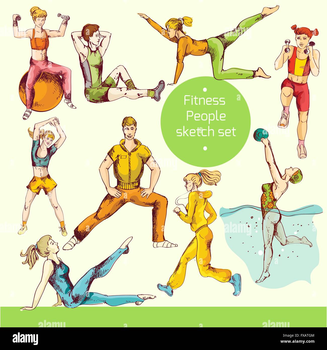 Fitness Sketch Colored Stock Vector Image & Art - Alamy