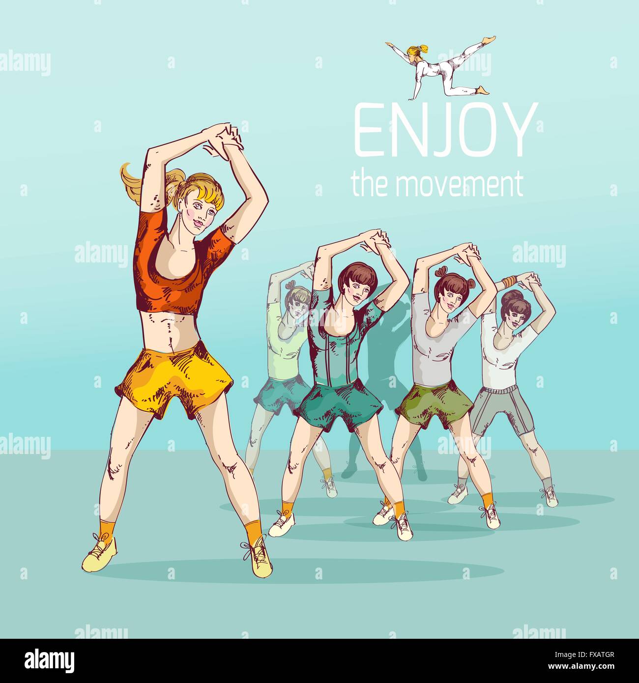 Fitness Girl Group Stock Vector Image & Art - Alamy