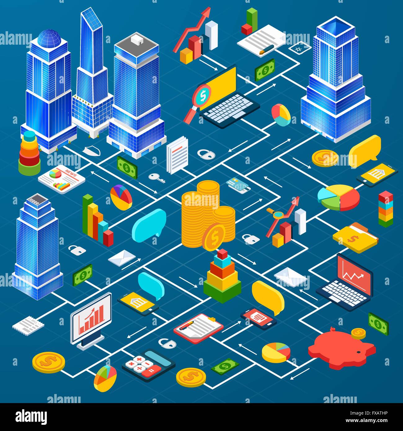 Office city infrastructure planning infographic Stock Vector Image ...