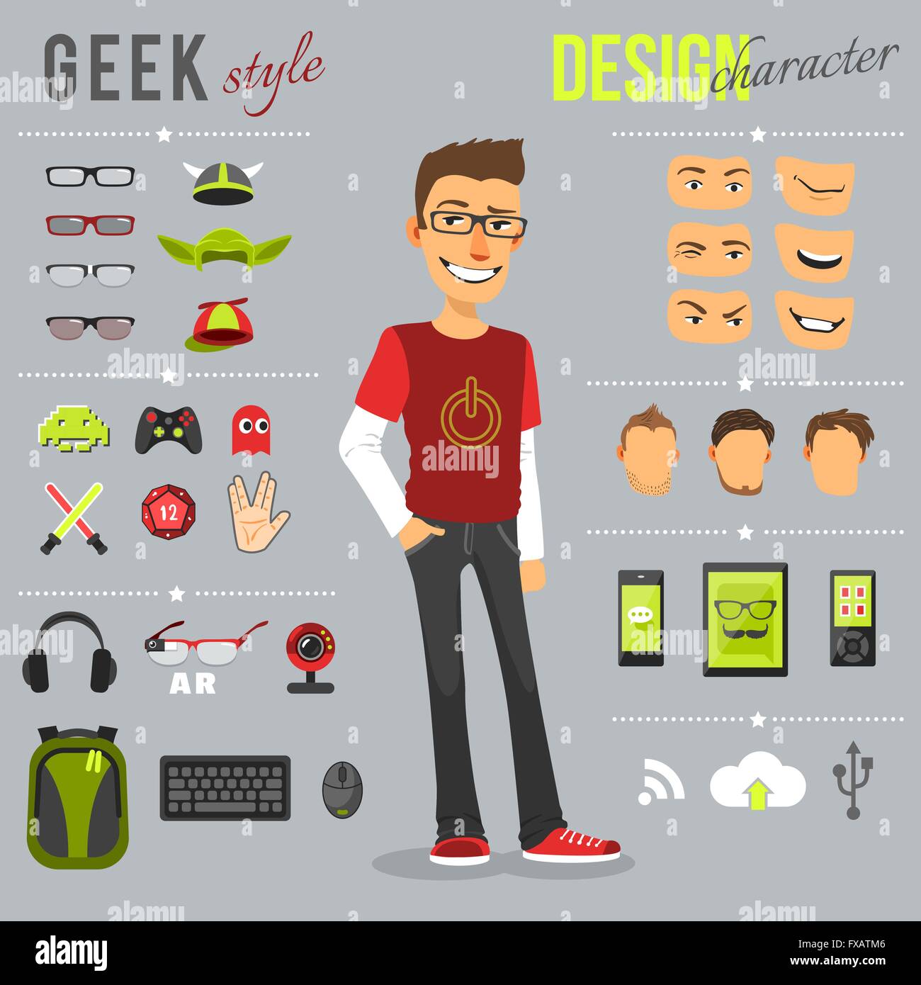 Geek Style Set Stock Vector Image & Art - Alamy