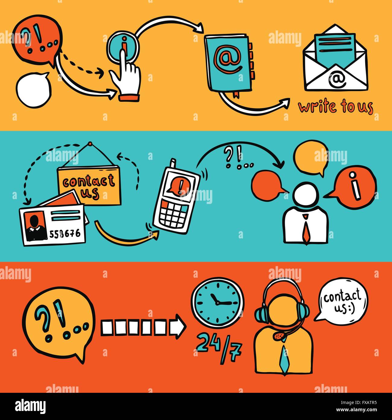 Contact Us Banner Set Stock Vector Image & Art - Alamy