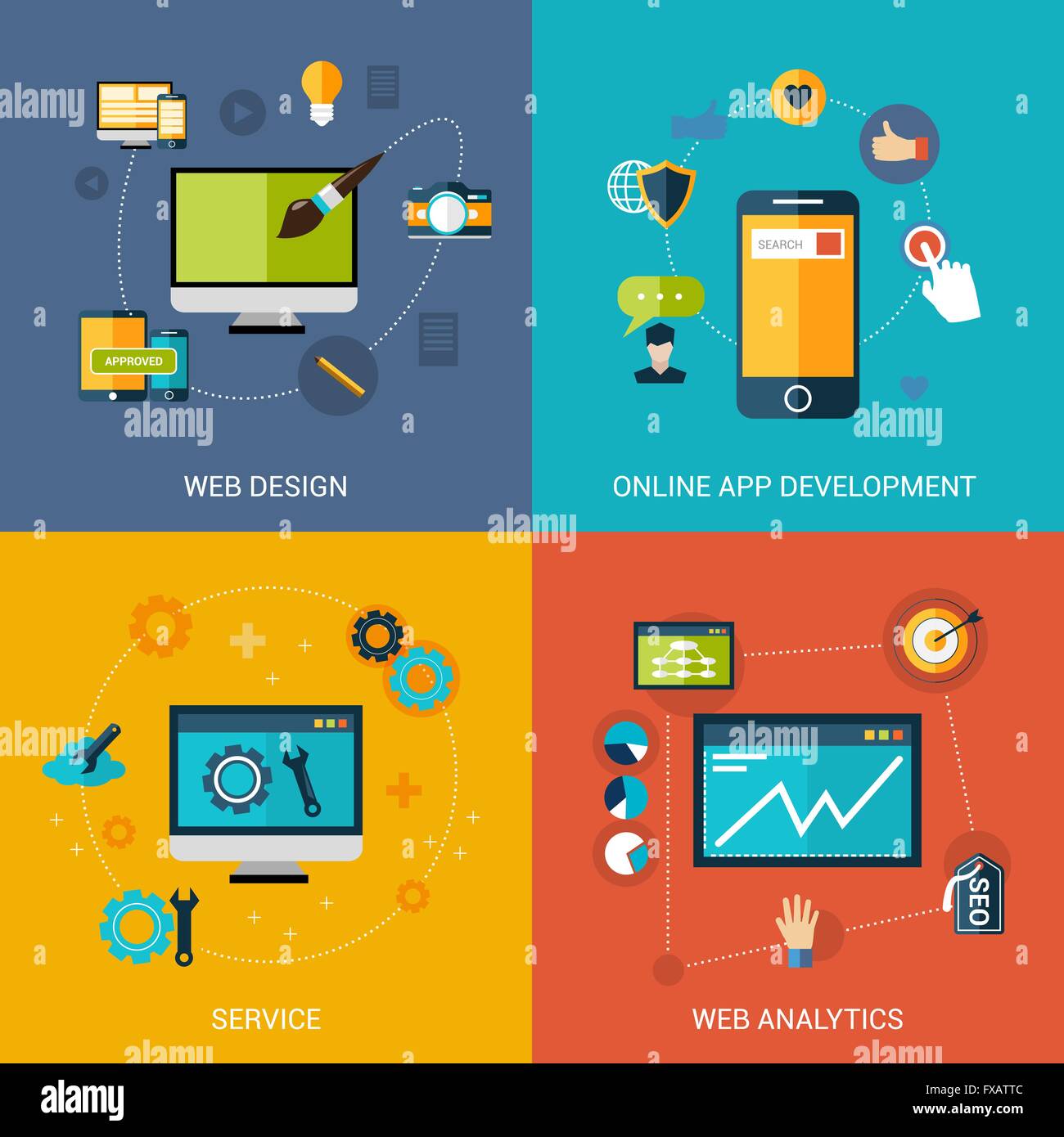 Web Development Set Stock Vector Image & Art - Alamy