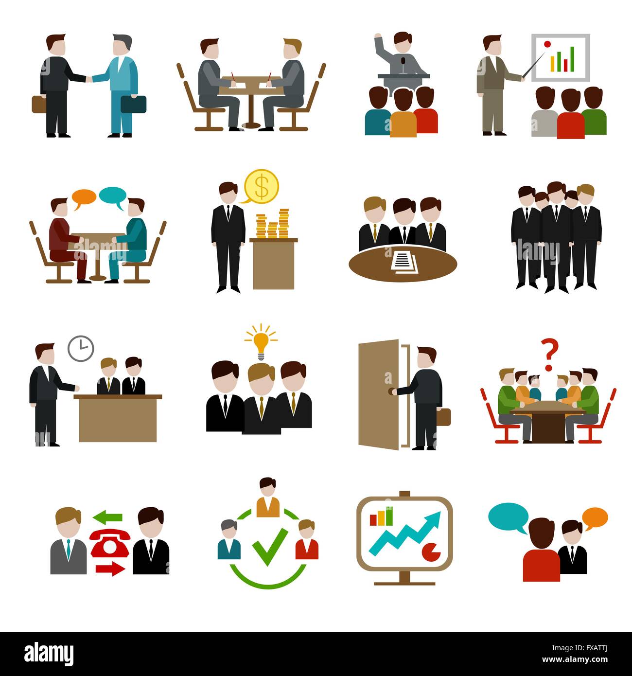 Meeting Icons Set Stock Vector Image & Art - Alamy