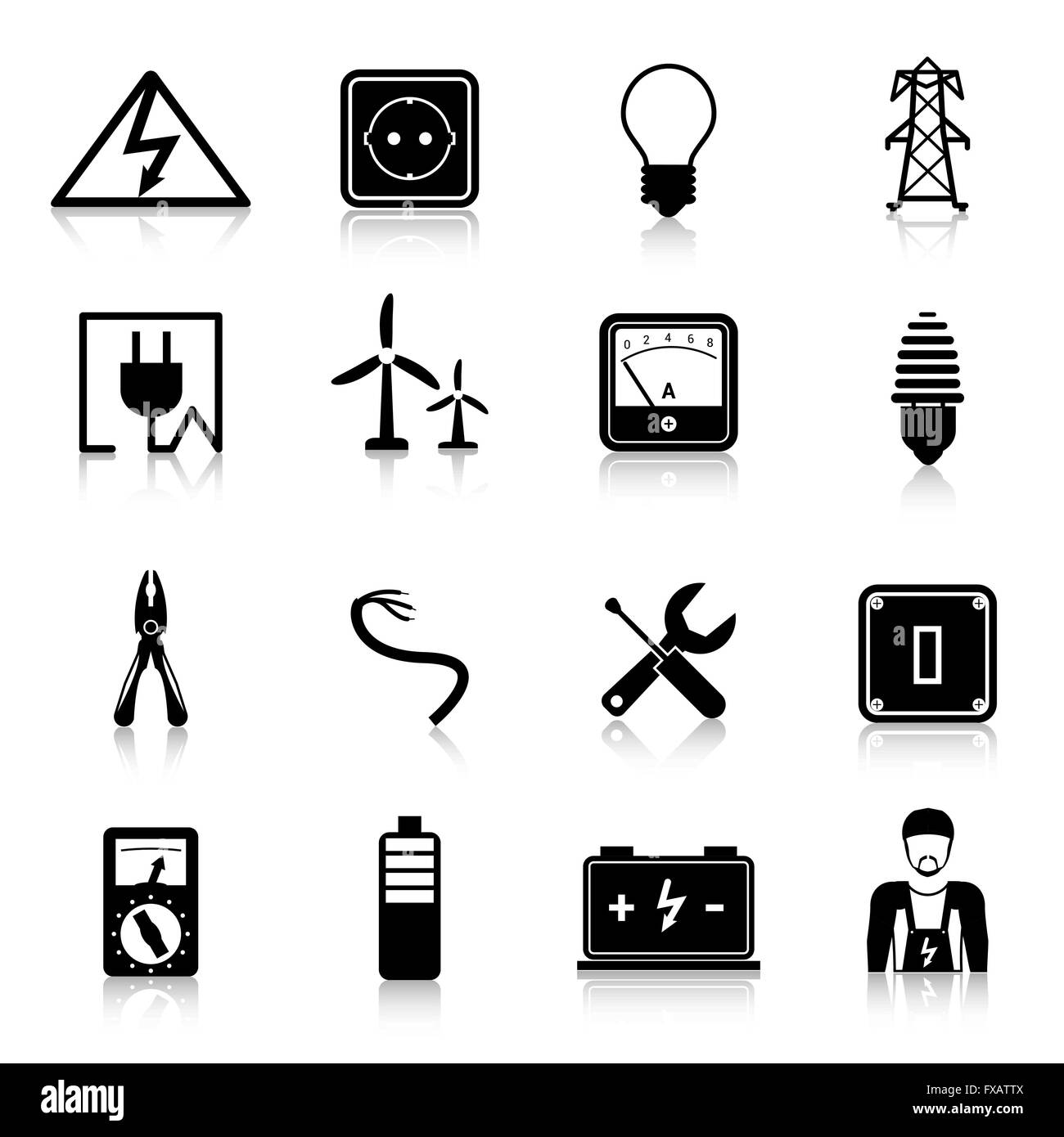 Electricity Icons Set Stock Vector Image & Art - Alamy