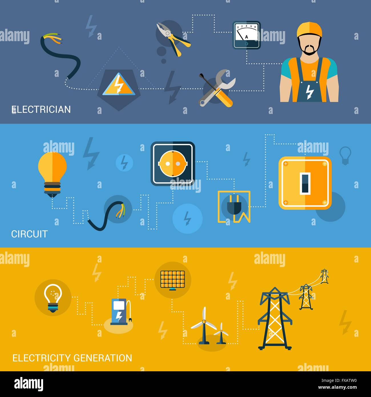 Electricity Banners Set Stock Vector Image & Art - Alamy