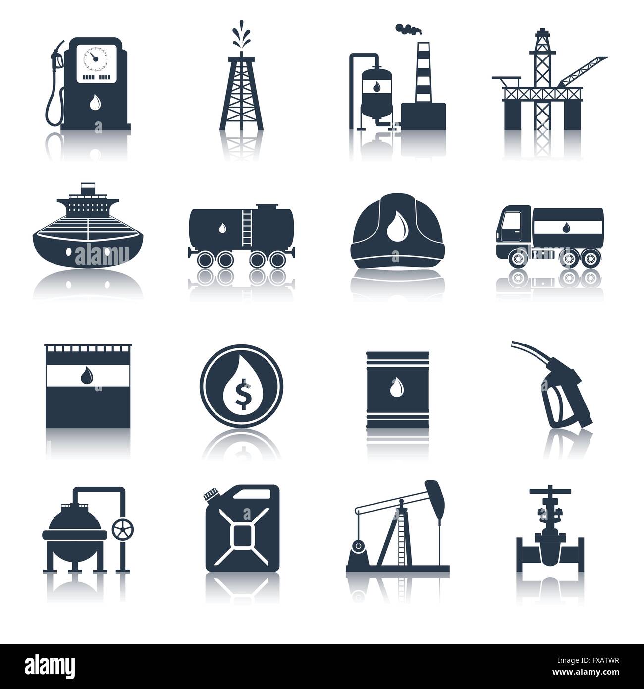 Oil Industry Icons Black Stock Vector Image & Art - Alamy