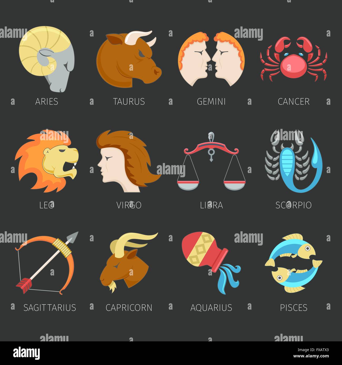 Zodiac Icons Set Stock Vector Image & Art - Alamy