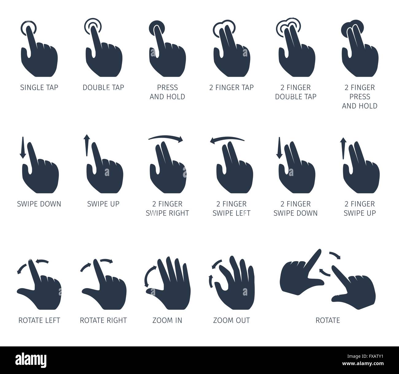 Hand gestures swipe left Stock Vector Images - Alamy
