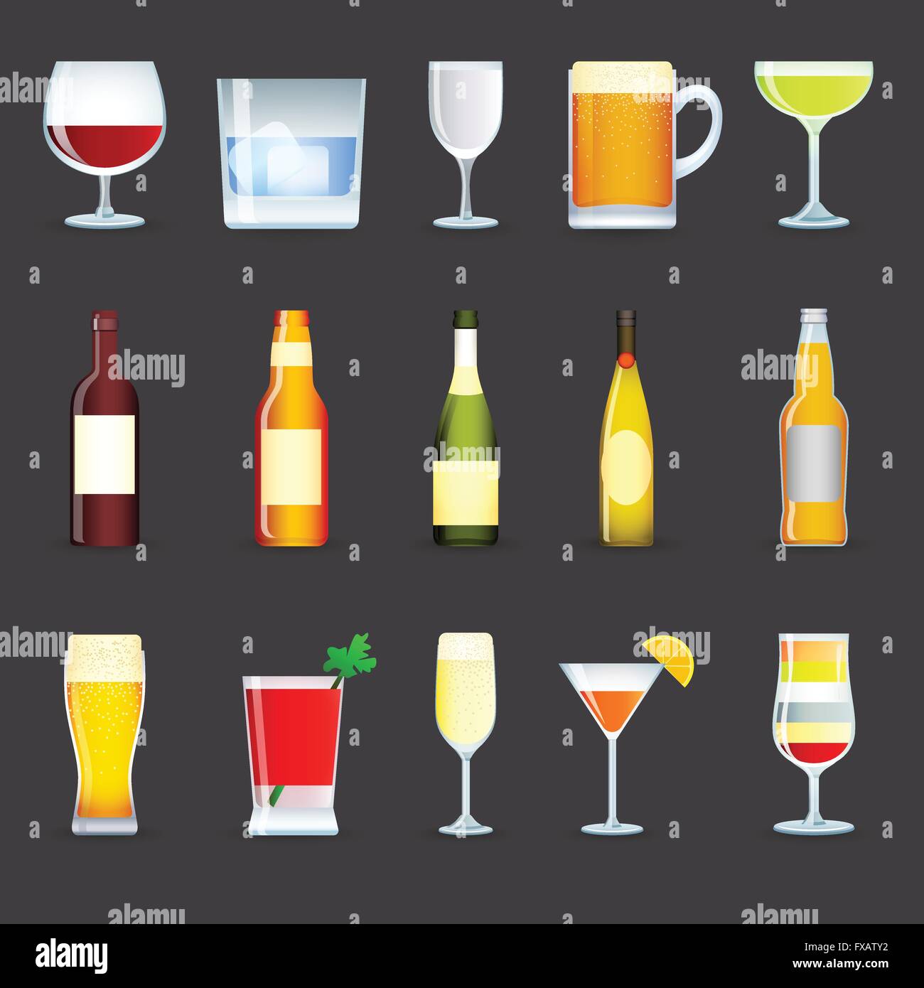 Alcohol Drinks Icons Set Stock Vector Image & Art - Alamy
