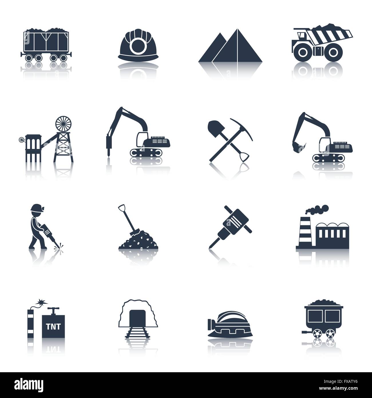 Coal Industry Icons Black Stock Vector Image & Art - Alamy