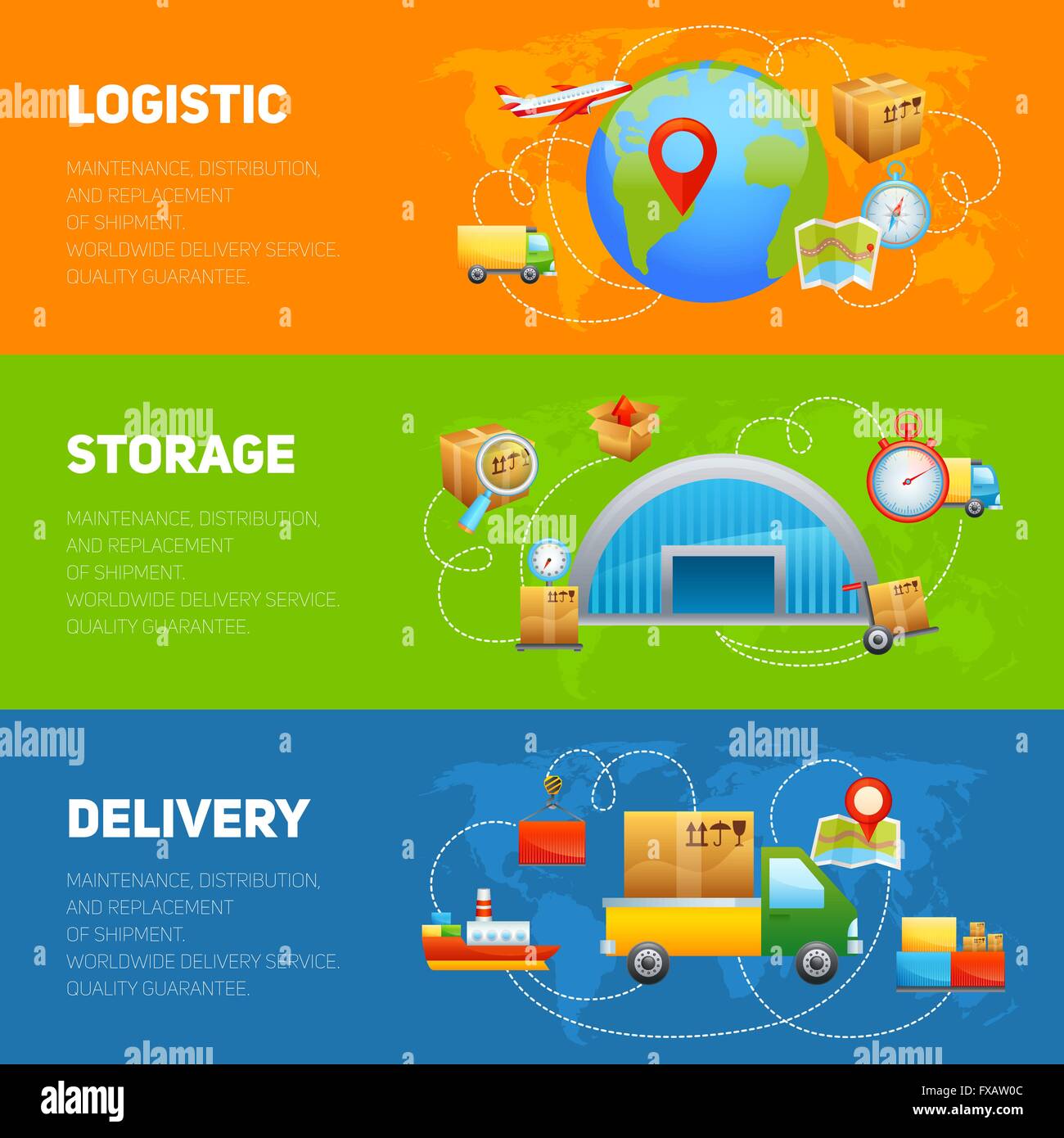 Logistic Banner Set Stock Vector Image & Art - Alamy
