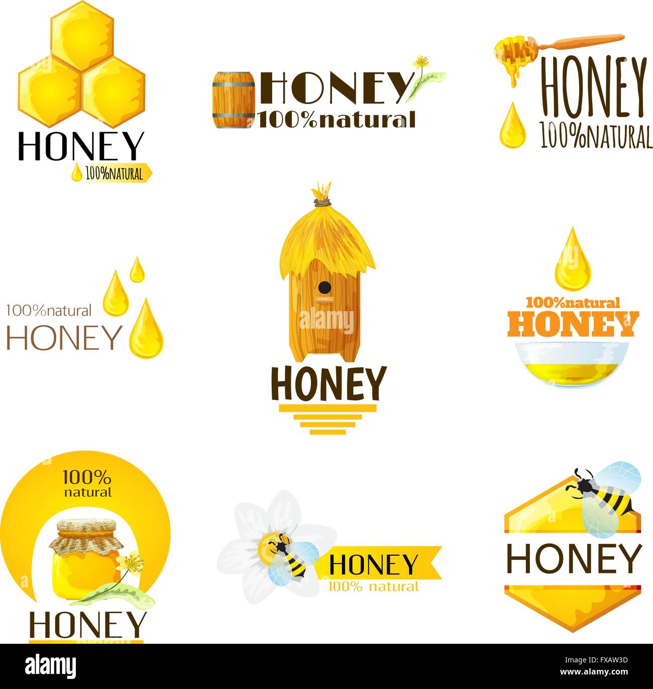 Honey Labels Set Stock Vector Image & Art - Alamy