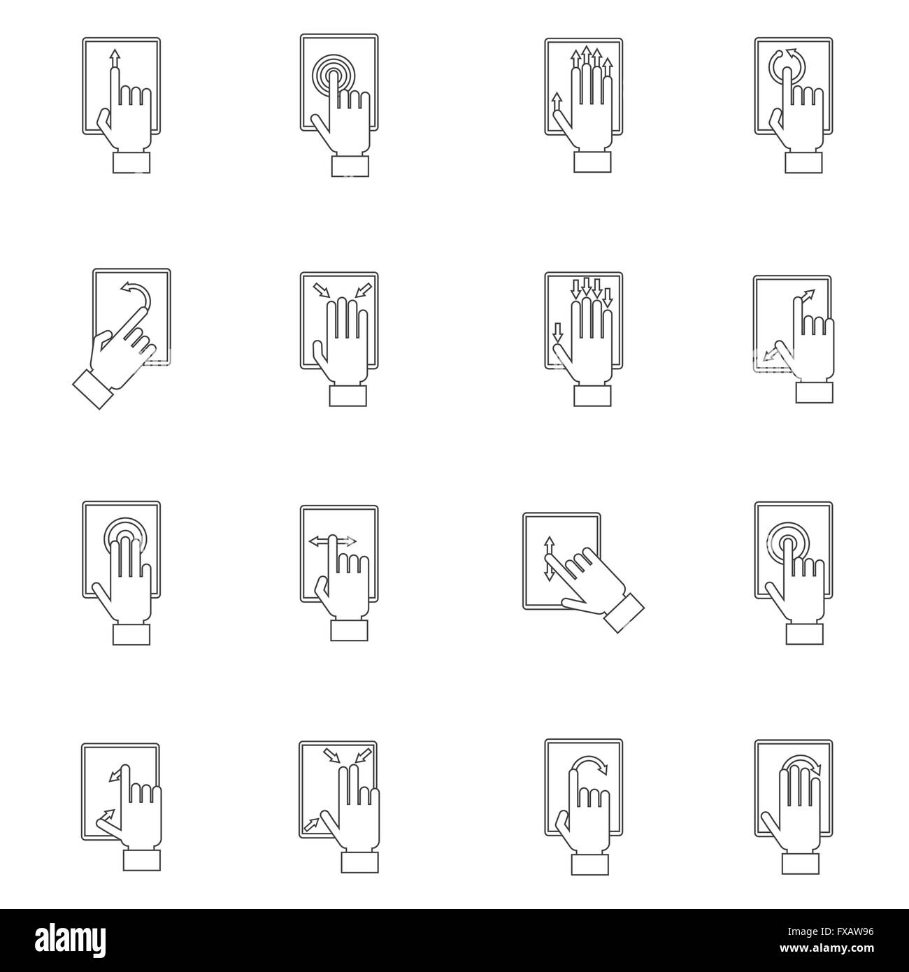 Hand Touching Screen Outline Icon Stock Vector Image & Art - Alamy