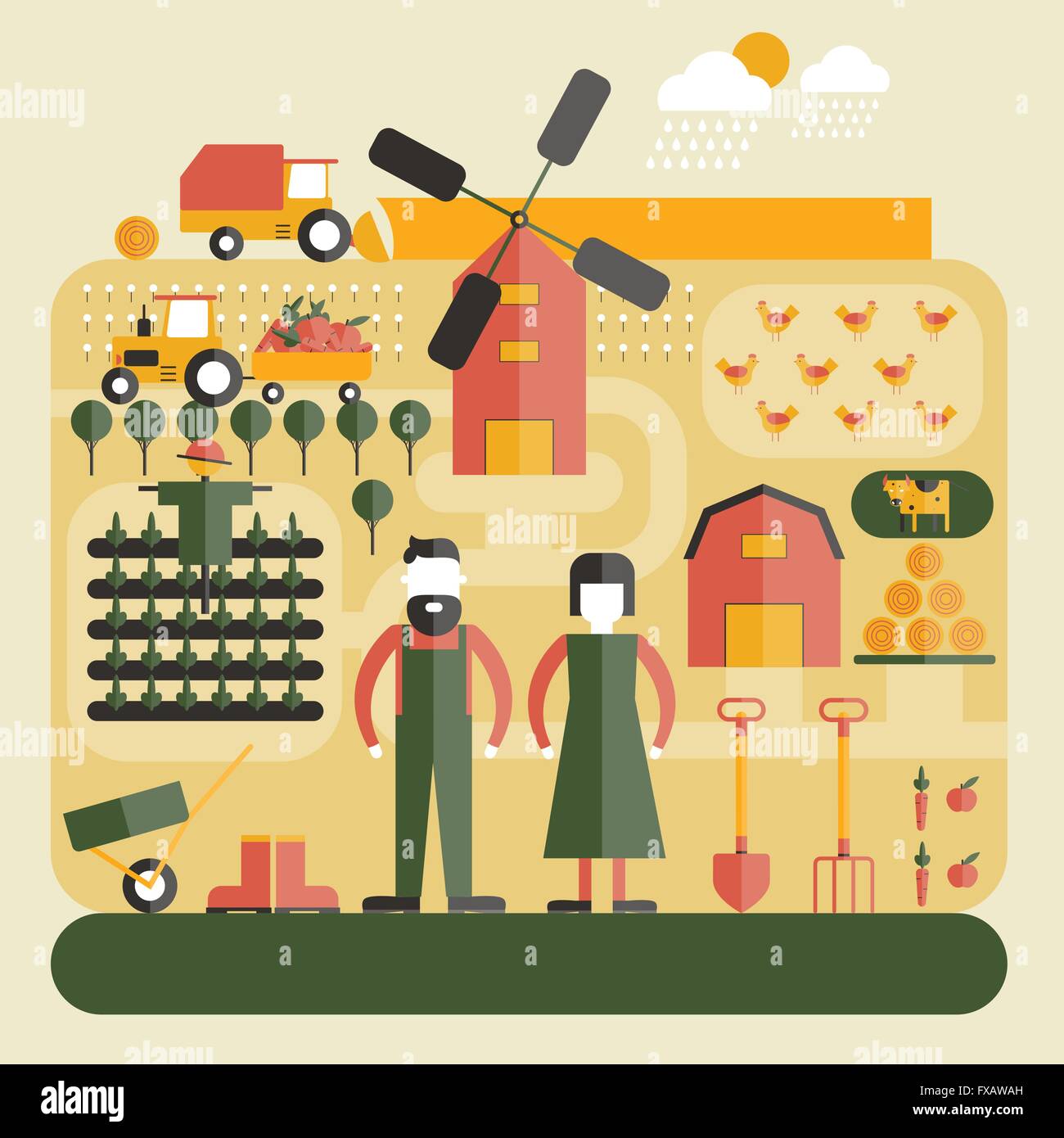 Farm Flat Concept Stock Vector Image & Art - Alamy
