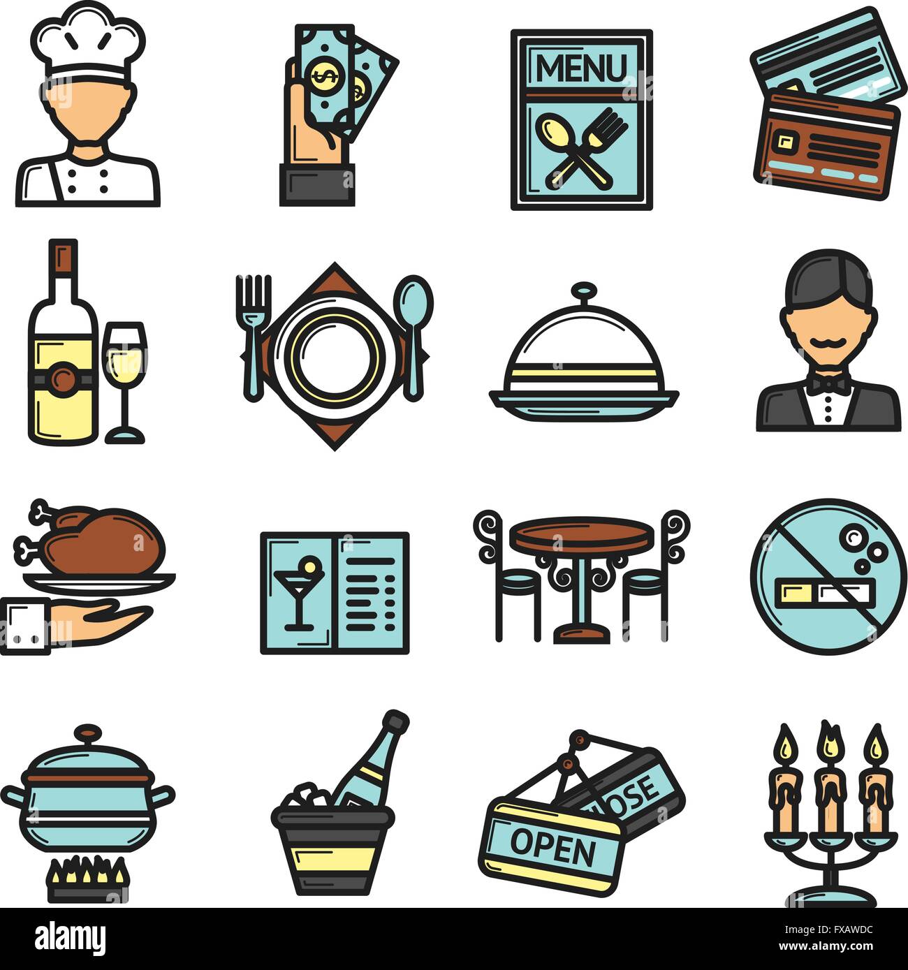 Restaurant Icons Set Stock Vector Image & Art - Alamy