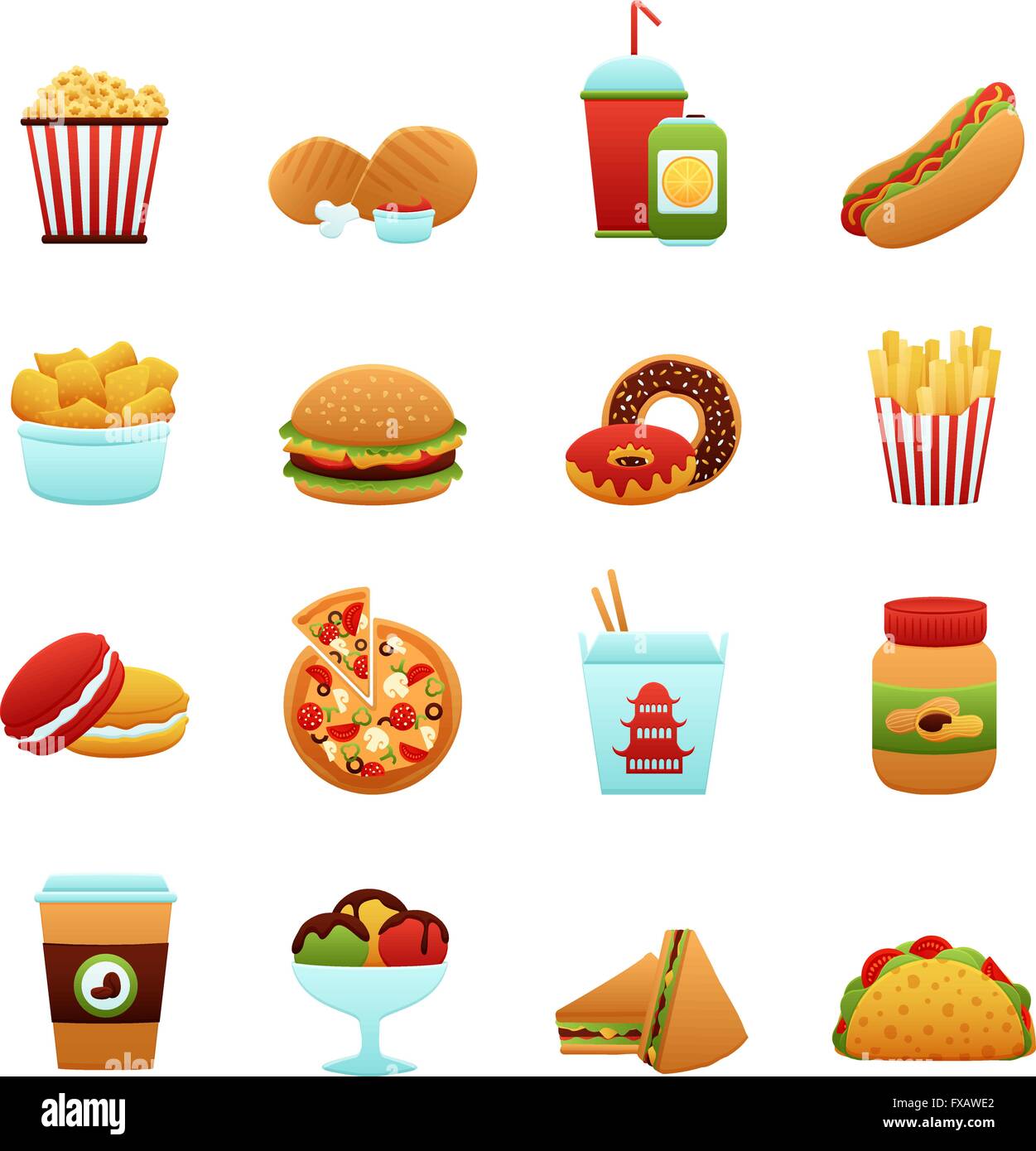 Fast Food Icon Set Stock Vector Image & Art - Alamy