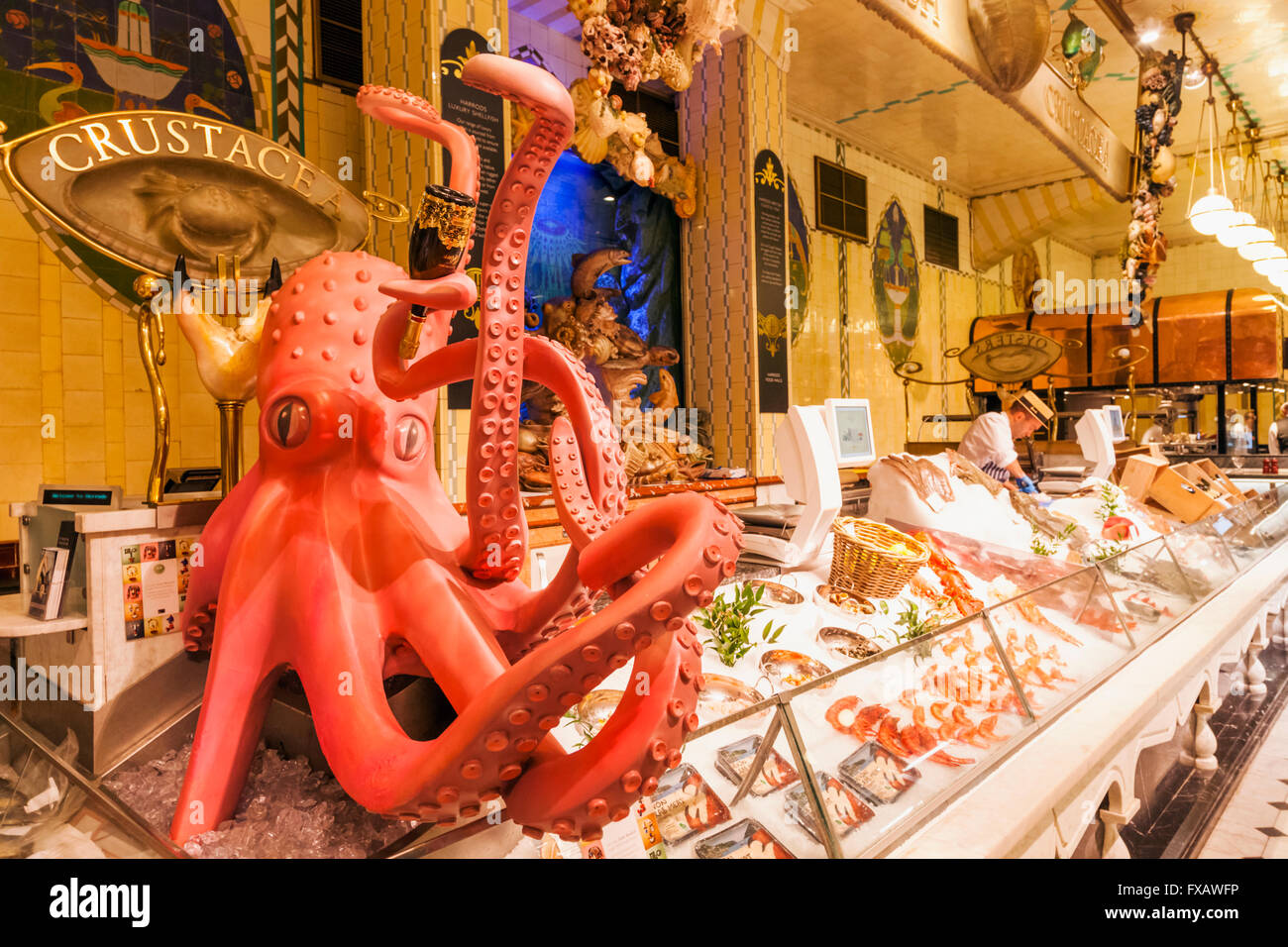 England, London, Knightsbridge, Harrods, Food Hall, Seafood Counter ...