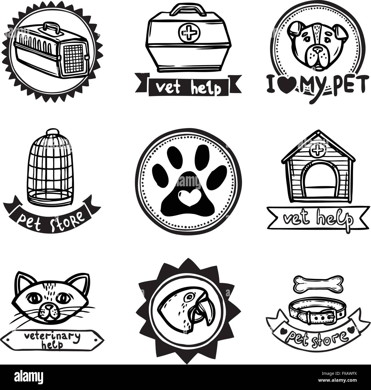 Veterinary Emblems Set Stock Vector Image & Art - Alamy