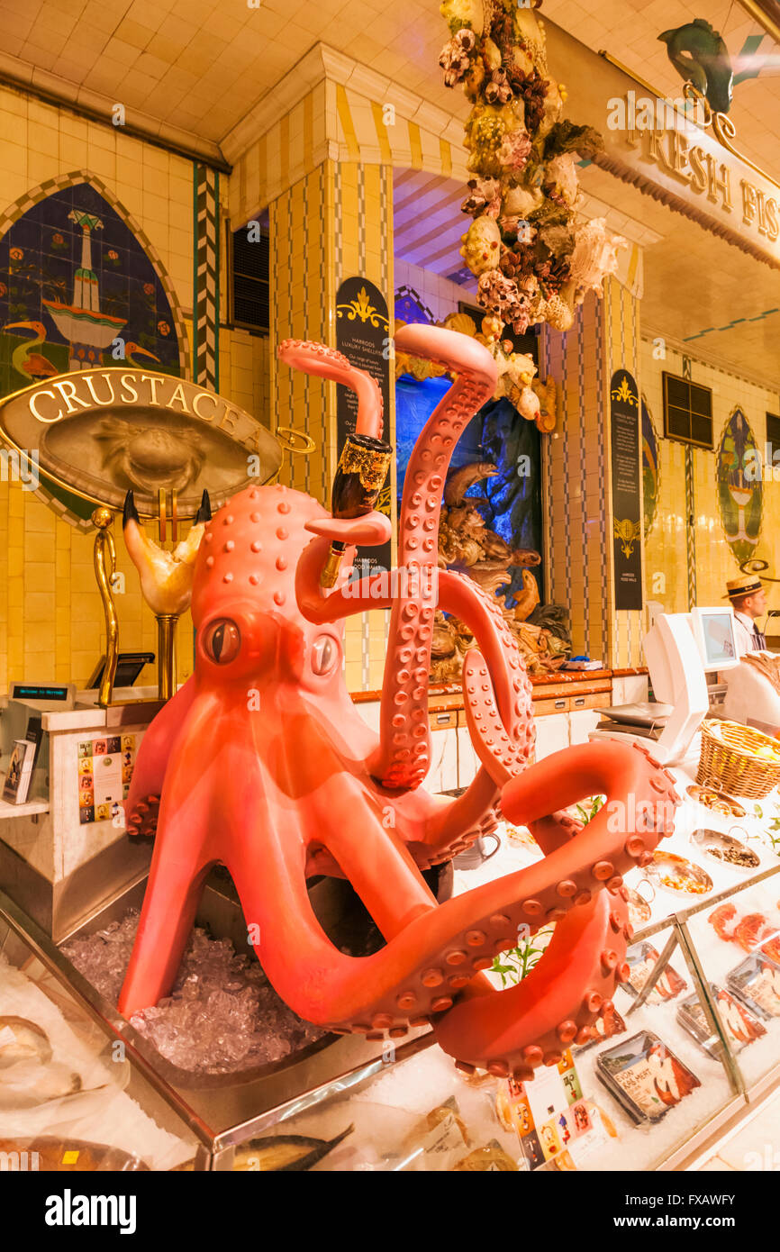 England, London, Knightsbridge, Harrods, Food Hall, Seafood Counter ...