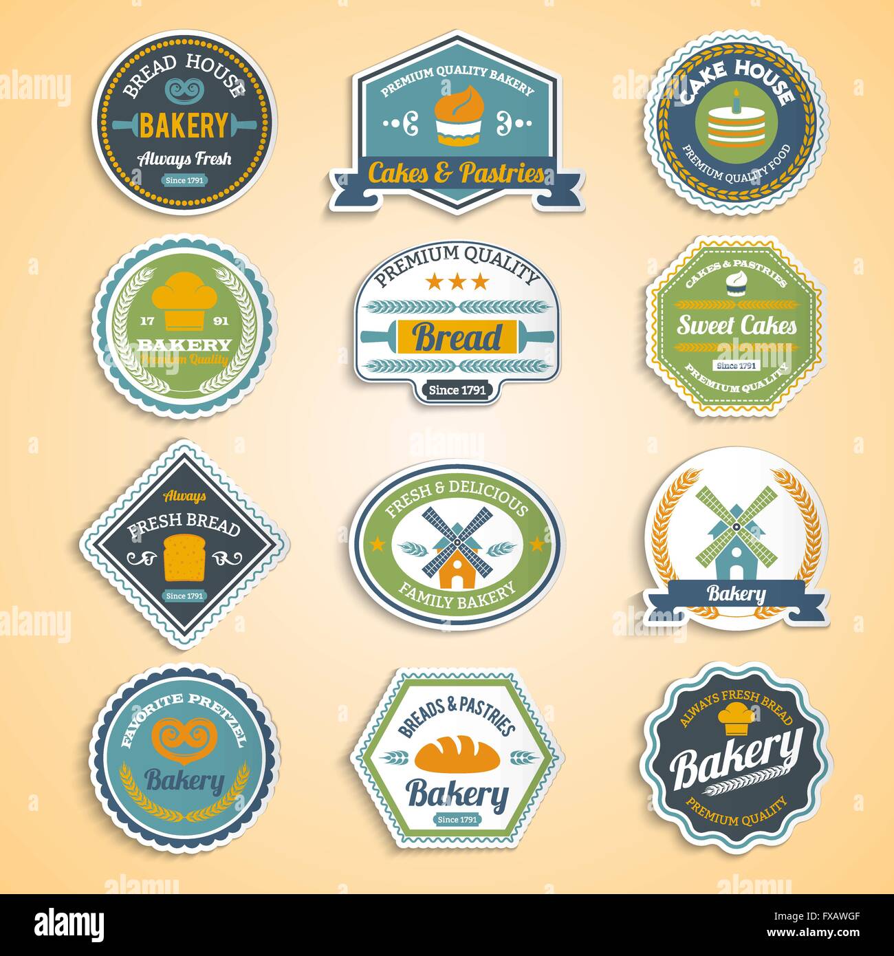 Bakery Stickers Set Stock Vector Image & Art - Alamy