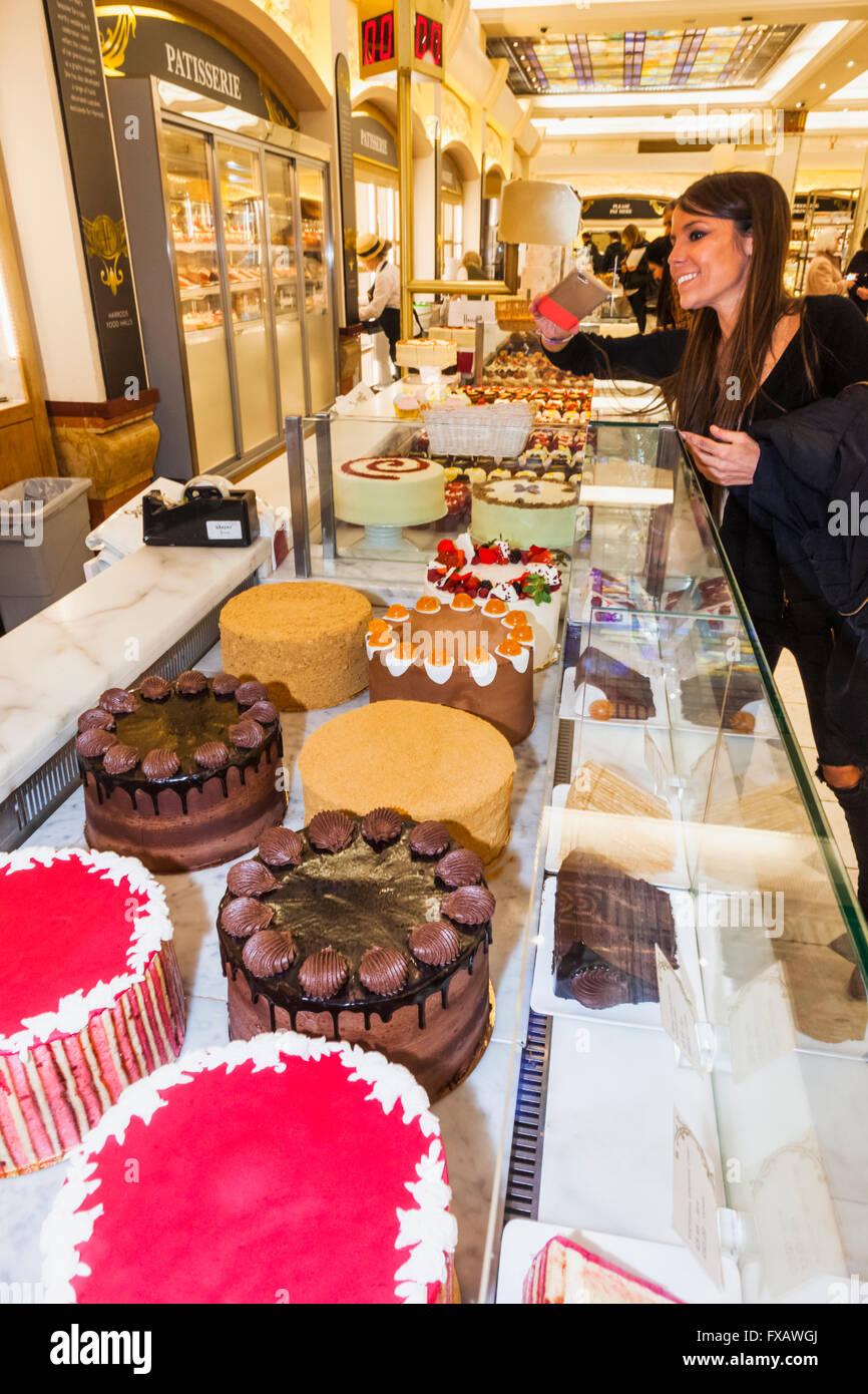 England, London, Knightsbridge, Harrods, Food Hall, Cake and Patisserie ...