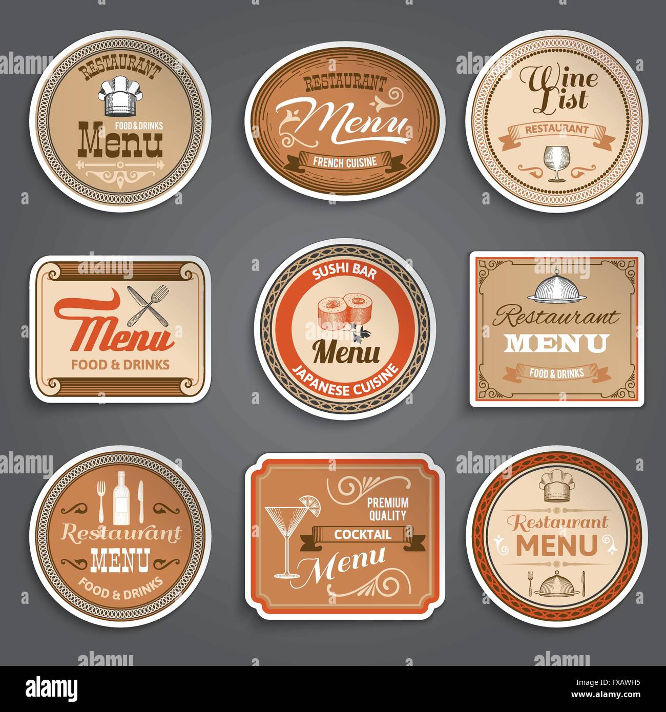 Vintage Menu Labels Stock Vector Image & Art - Alamy